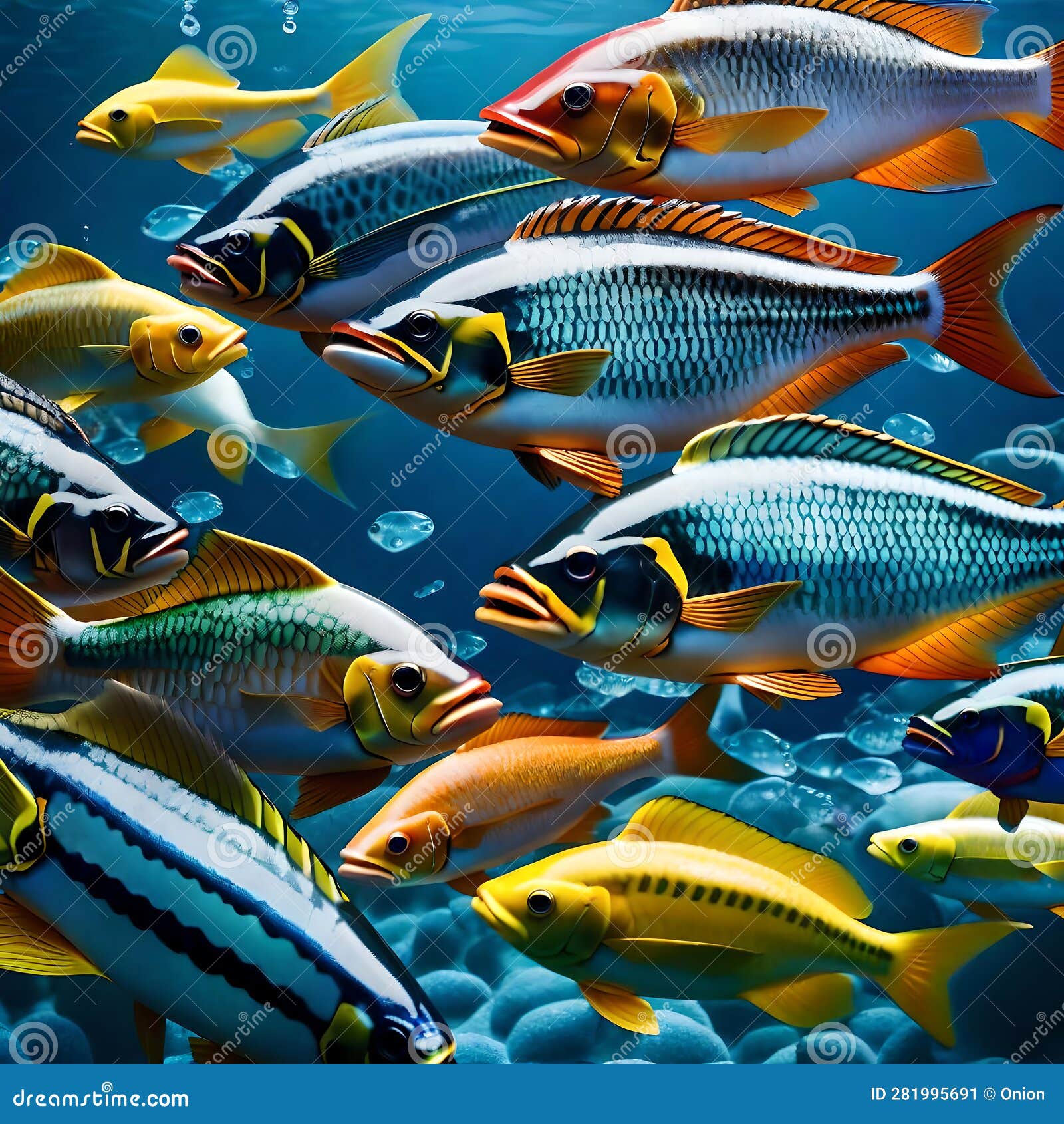 Different Fish Swimming Together - Ai Generated Image Stock ...