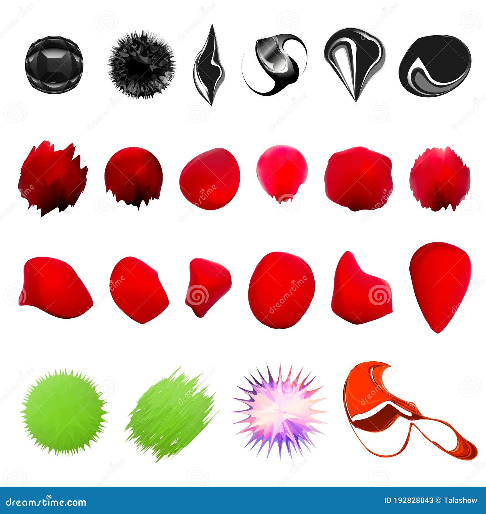 Different Vector Abstract Shapes on a White Isolated Background Stock ...