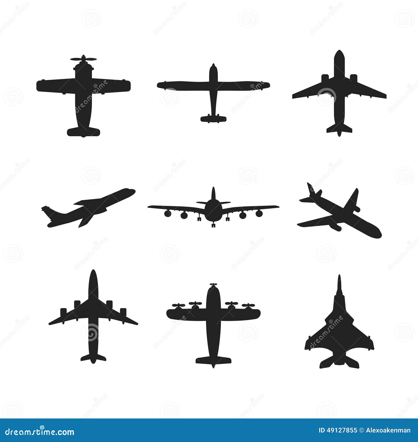 Vector Airplanes Icons Top View Vector Illustration Isolated On ...