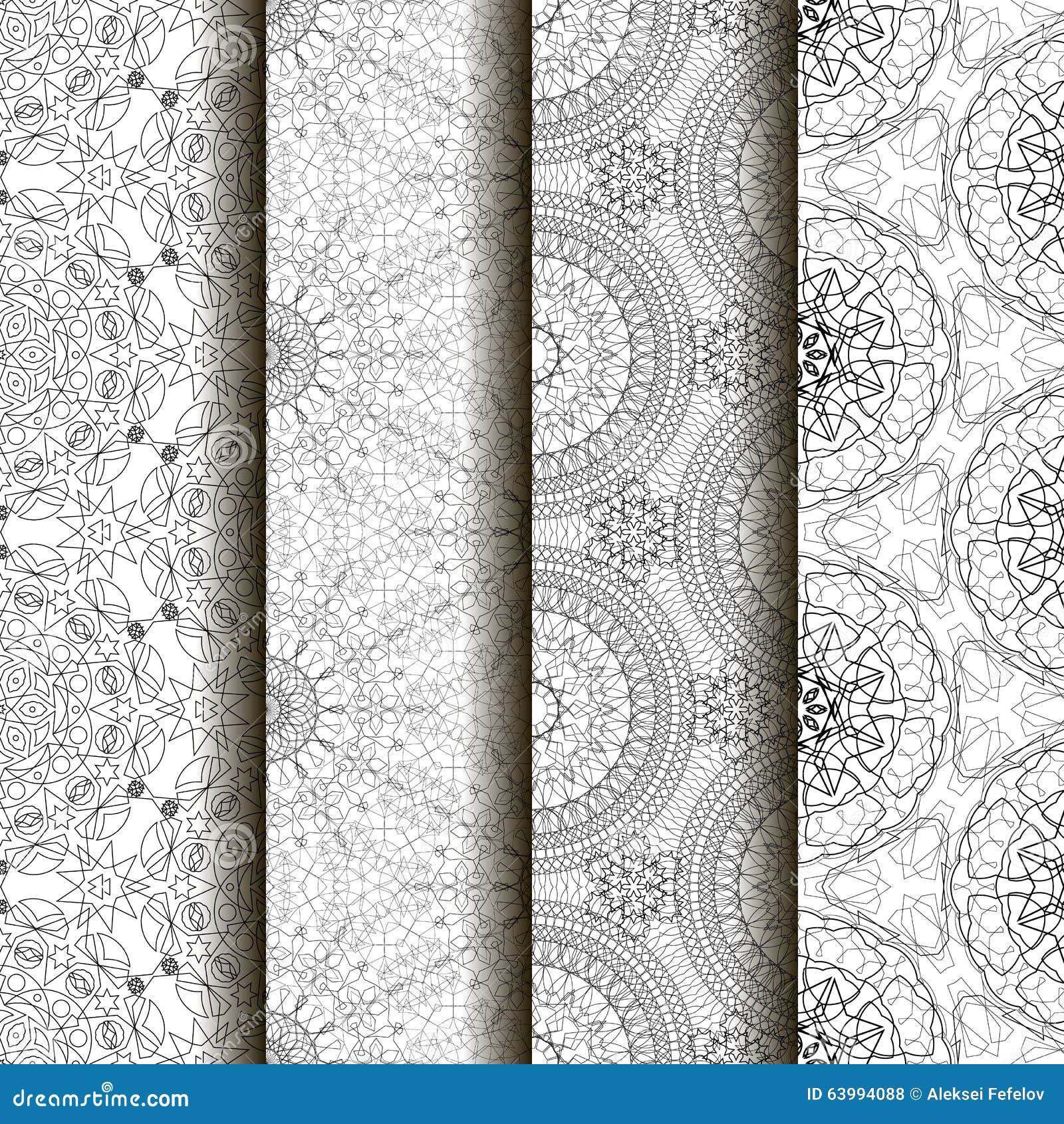 4 Different Vector Seamless Patterns. Stock Vector - Illustration of ...