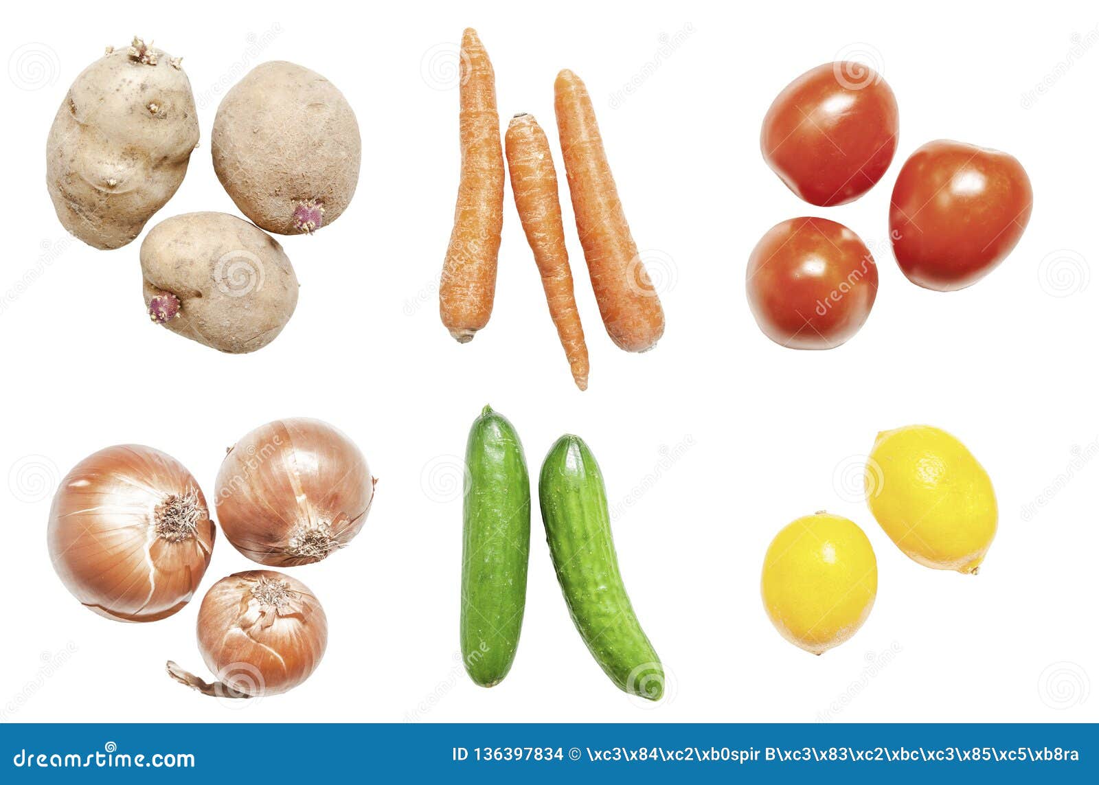 Different Vegetable on White Background Stock Photo - Image of potato ...