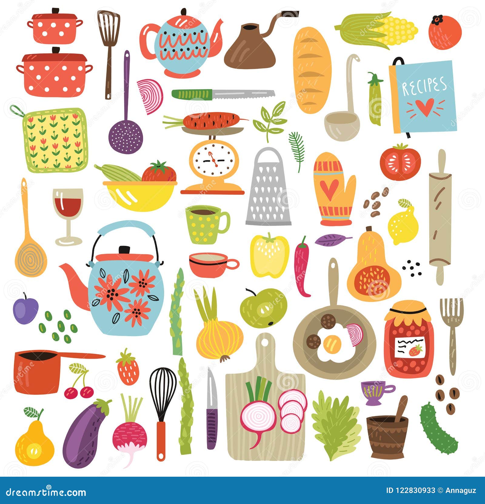 Kitchen Objects, Silhouette Vector Illustration | CartoonDealer.com ...