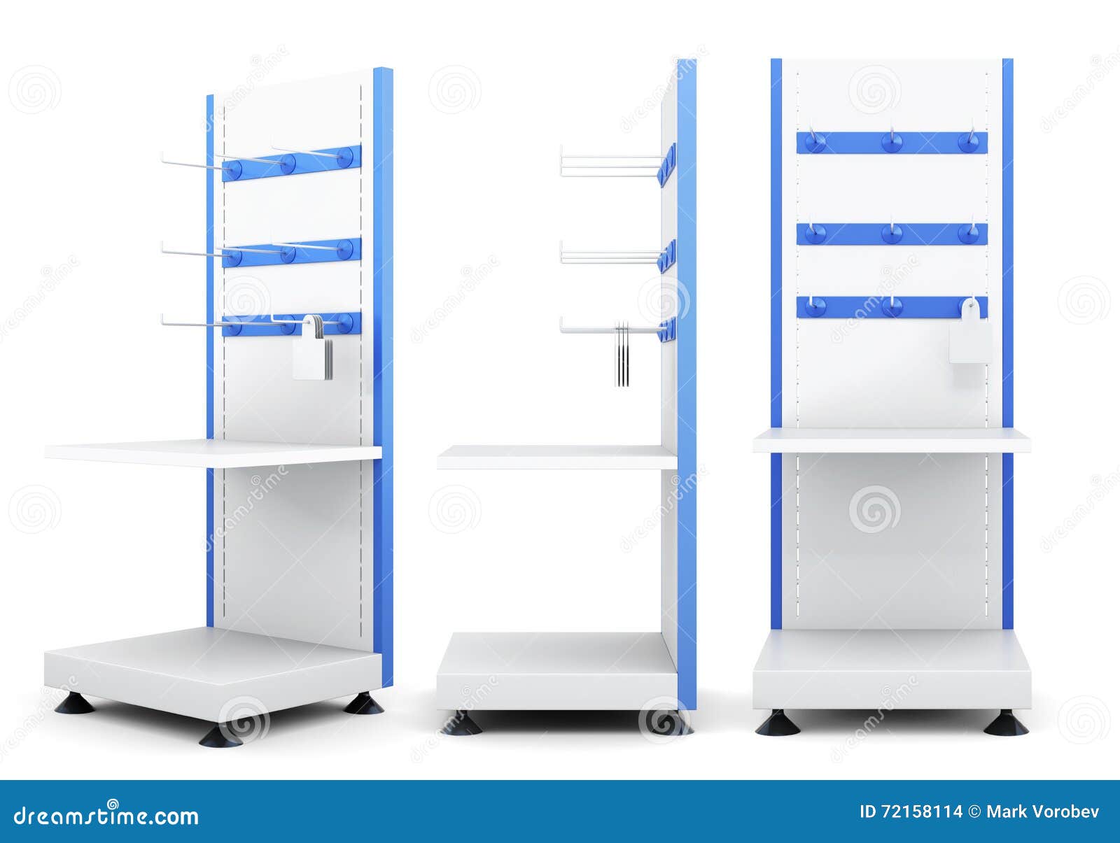 Different View of Racks for Merchandise on a White Back Stock ...
