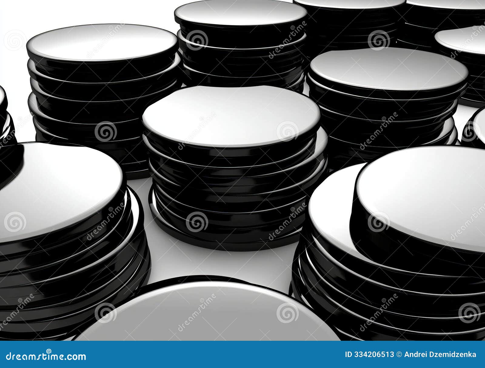 Different Views of Black Plastic Round Chips, Isolated on White Stock ...