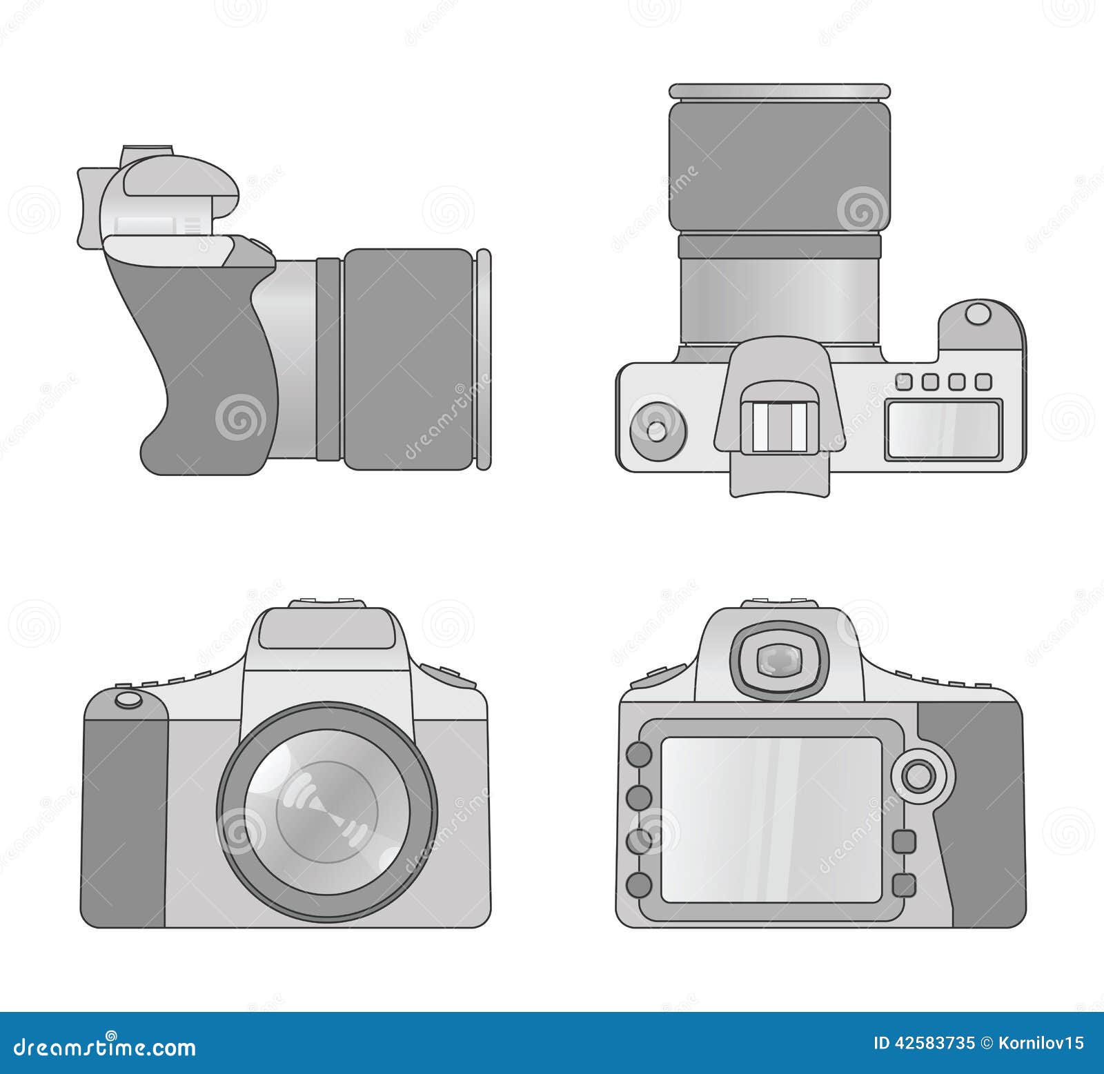 Different Views of Digital Camera Stock Vector - Illustration of design ...