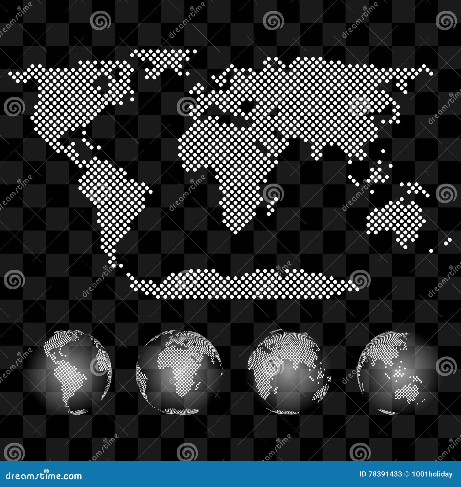 Different Views of Transparent Vector Globe with Map Stock Vector ...