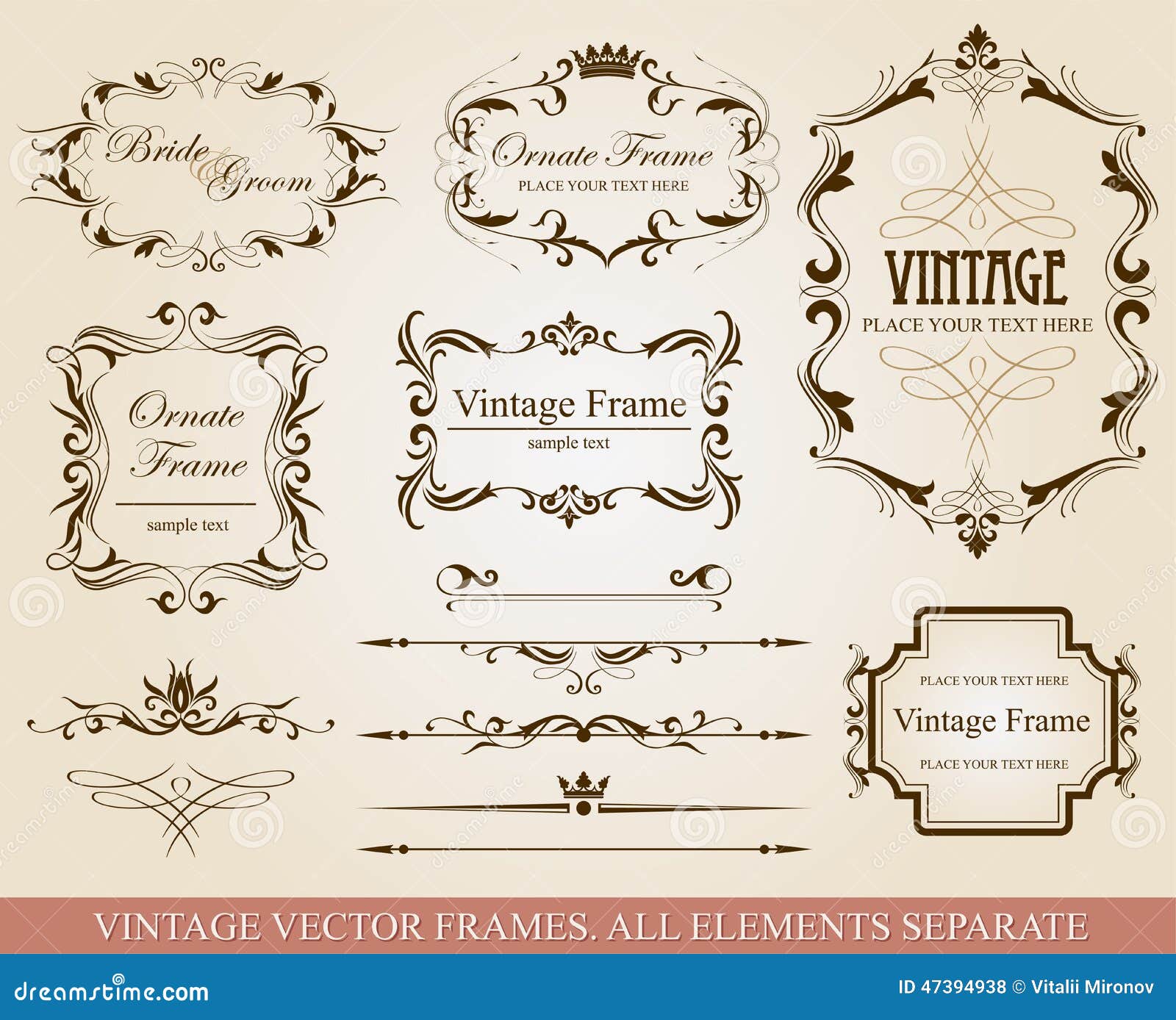 Different vintage frames stock vector. Illustration of decorative ... Different vintage frames stock vector. Illustration of decorative ...