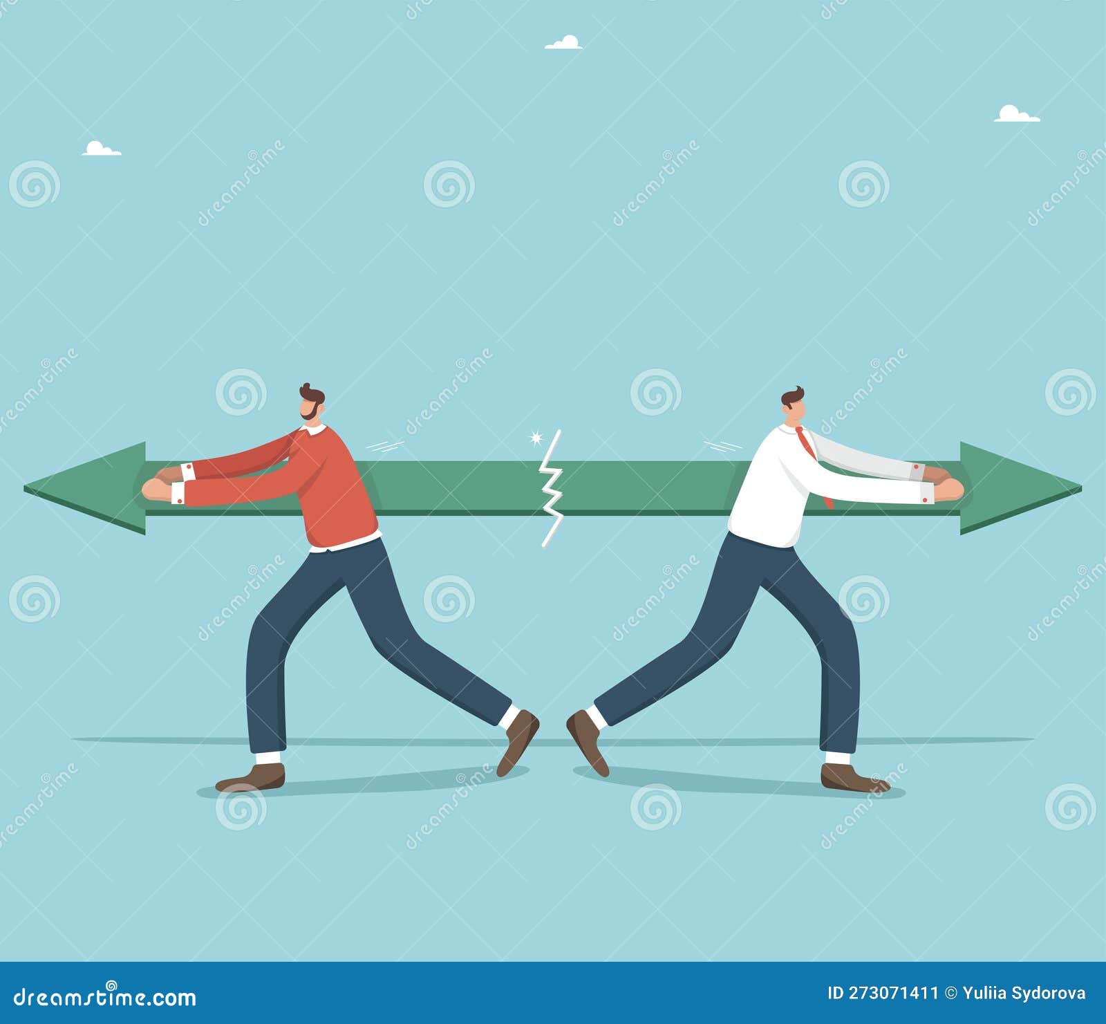Businessmen Pull the Arrow in Different Directions Stock Vector ...