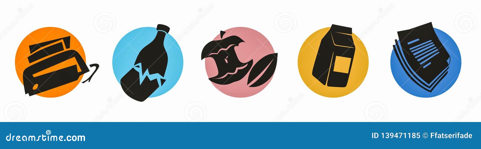 Different Waste Pictographs Stock Illustration - Illustration of sign ...