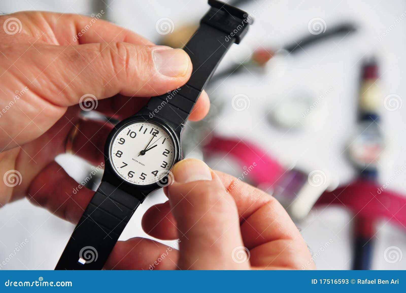 Man Hands Adjusting the Time Stock Image - Image of deadline, space ...