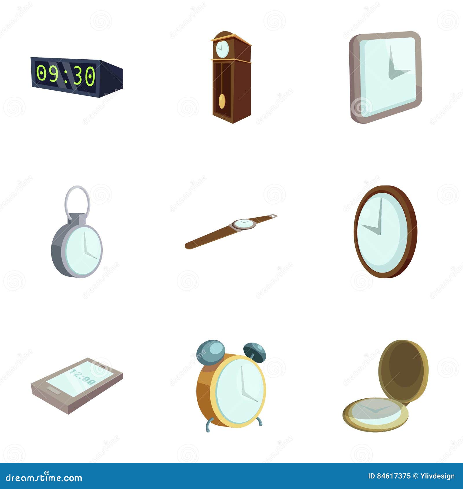 Different Watches Icons Set, Cartoon Style Stock Vector - Illustration ...