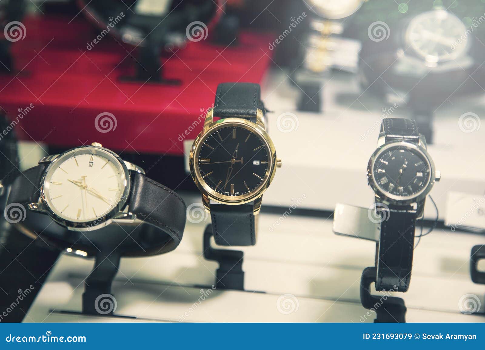 Different Watchs in Store Background. Stock Image - Image of watch ...