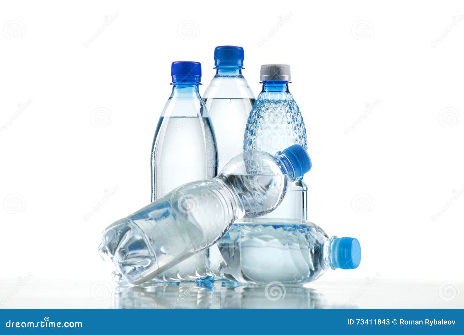 Different Water Bottles Isolated on White Stock Image - Image of ...