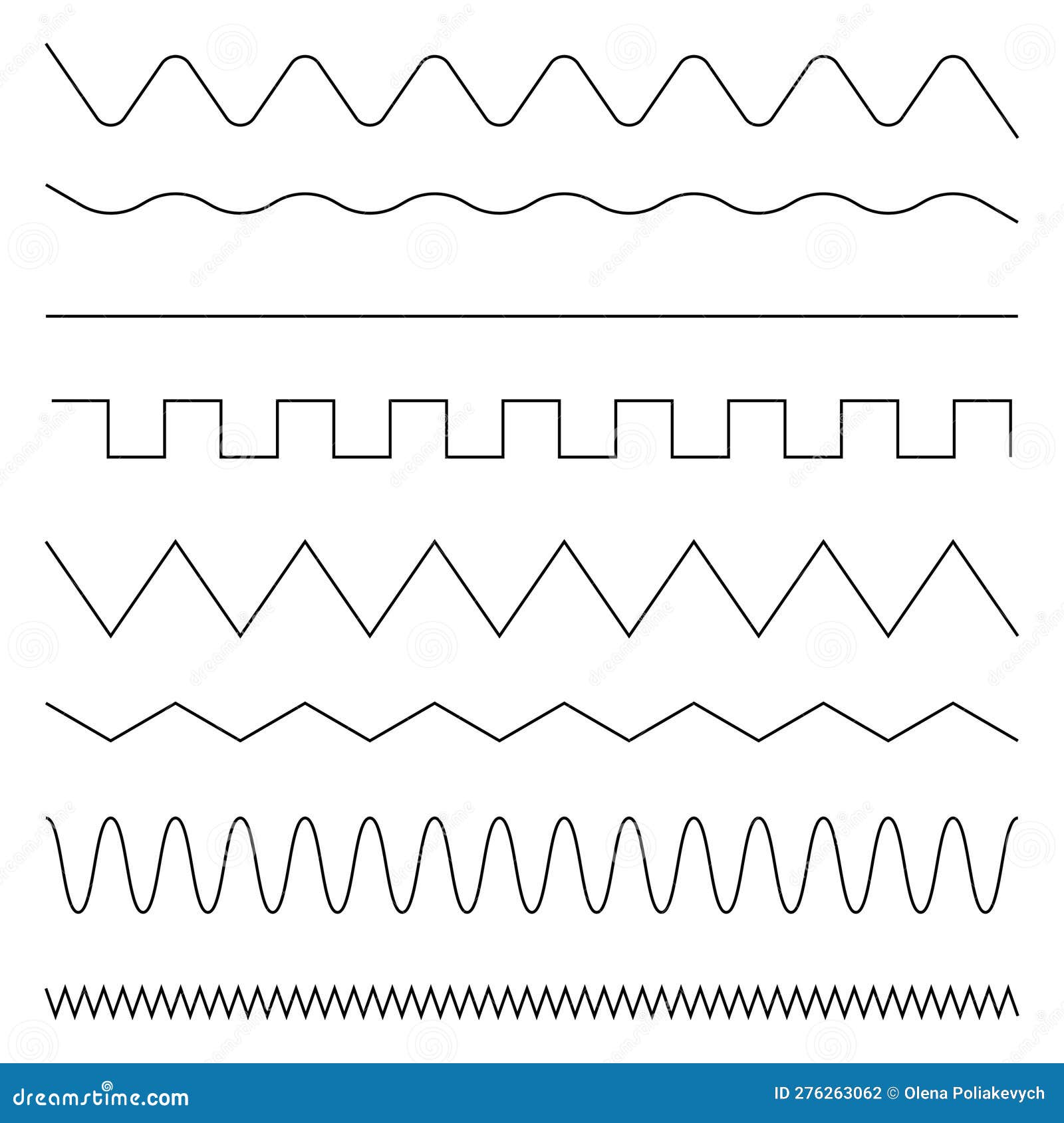 Different Wavy Lines. Geometric Shape. Vector Illustration Stock Vector ...