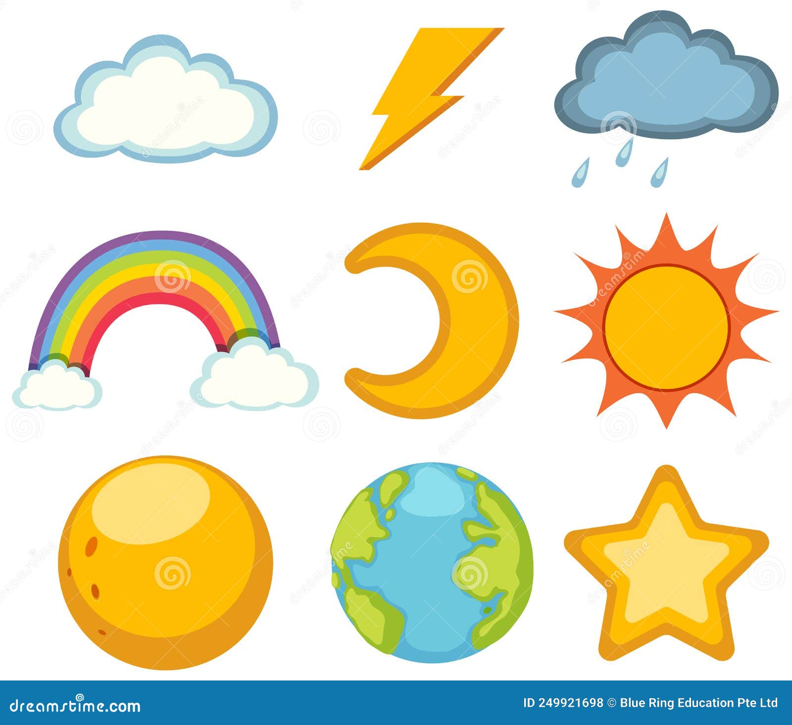 Different Weather Icons Set Stock Vector - Illustration of element ...