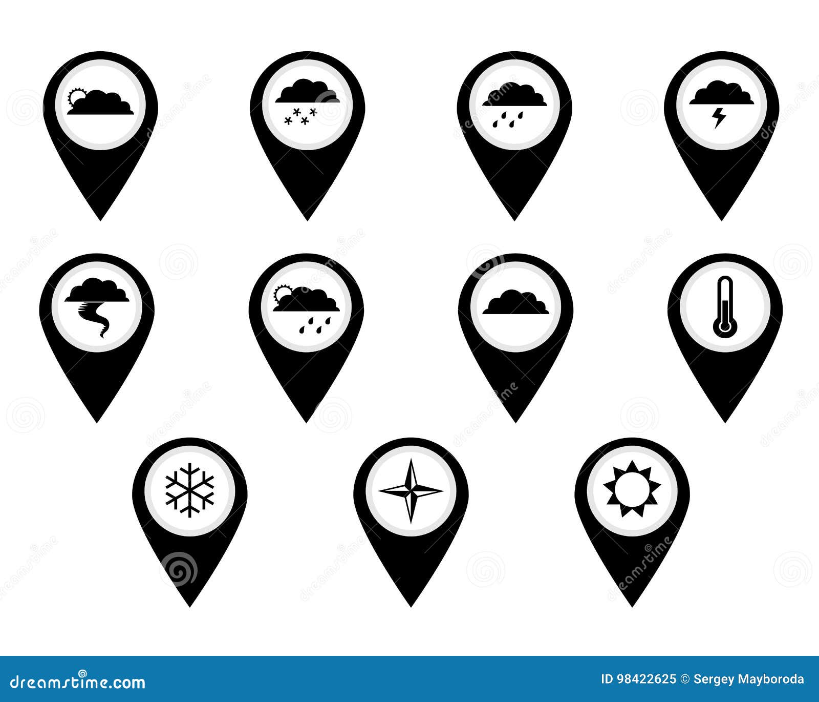 Different weather signs stock vector. Illustration of weather - 98422625