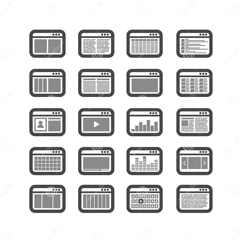 Different Web Browser Icons Set Stock Vector - Illustration of rate ...