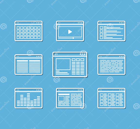 Different Web Browser Icons Set Stock Illustration - Illustration of ...