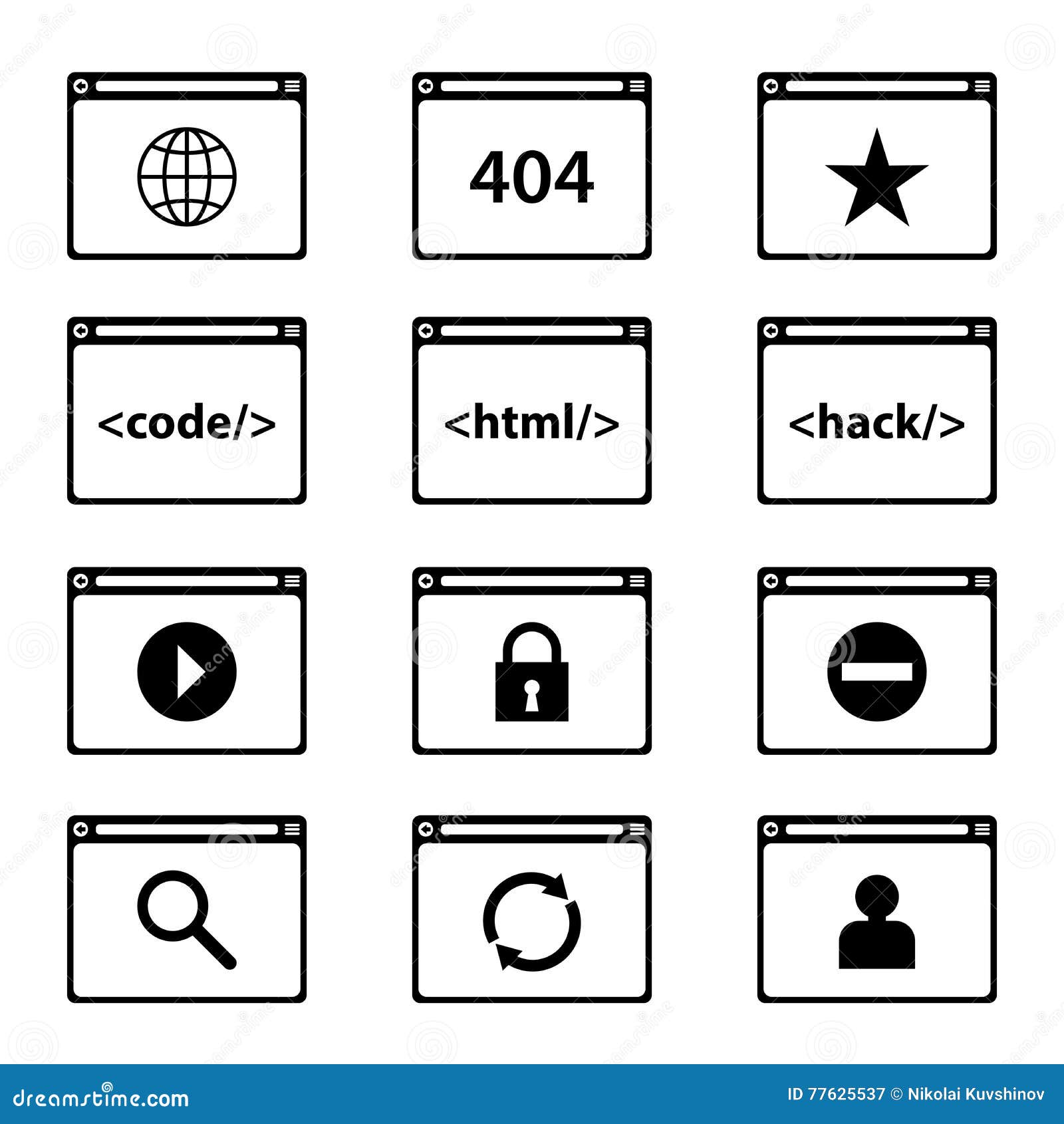 Different Web Browser Icons Set with Rounded Corners. Stock Vector ...