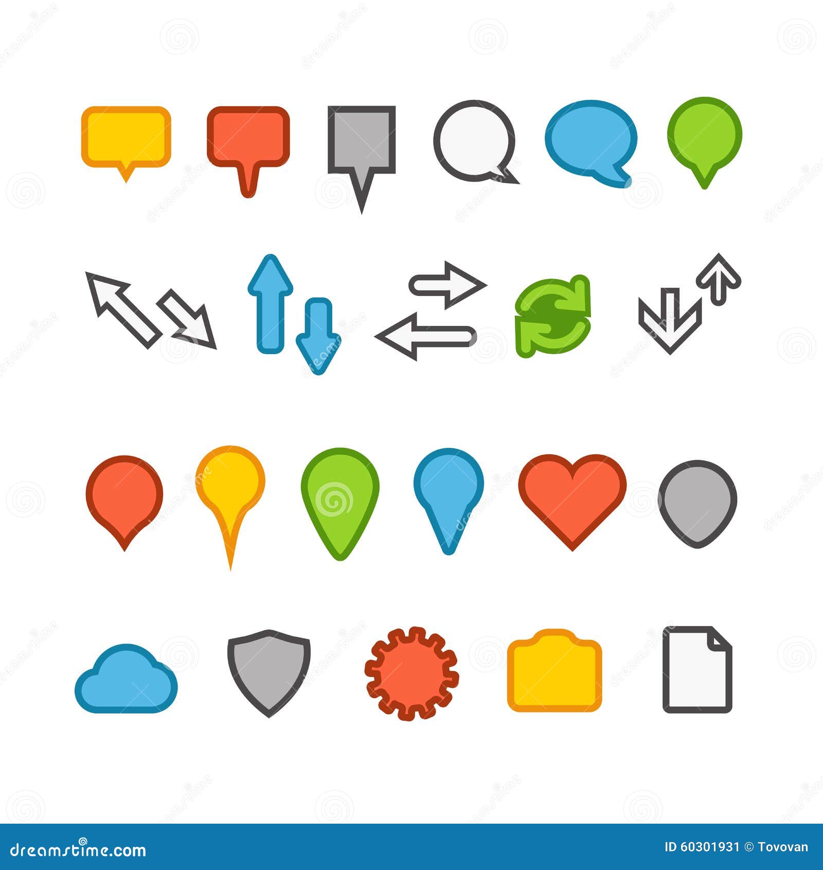 Different Web Color Icons Collection Stock Vector - Illustration of ...