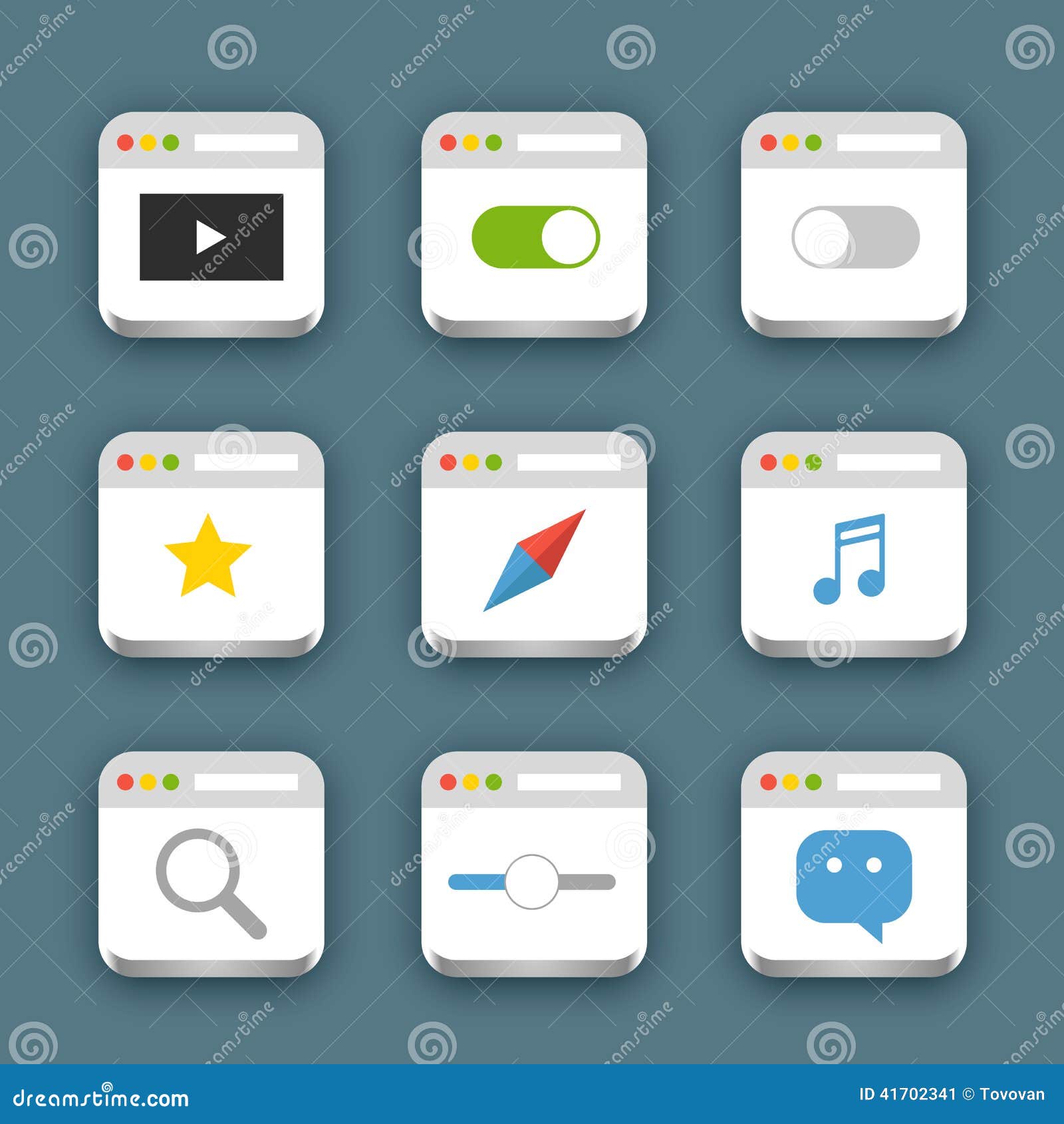 Different Web Icons Set with Rounded Corners Stock Vector ...