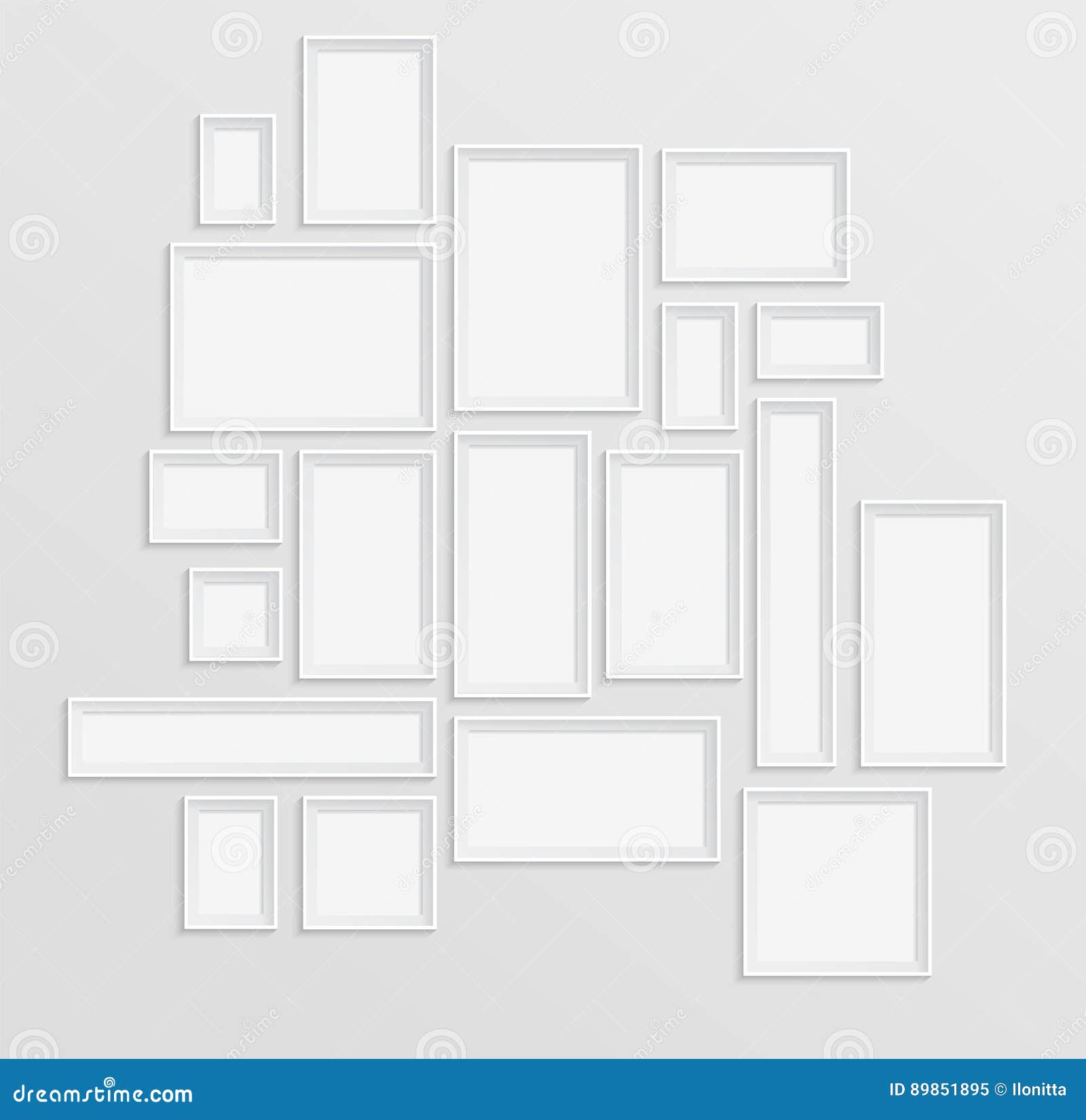 Different White Frames Set on the Wall with Shadow Effect in Modern ...