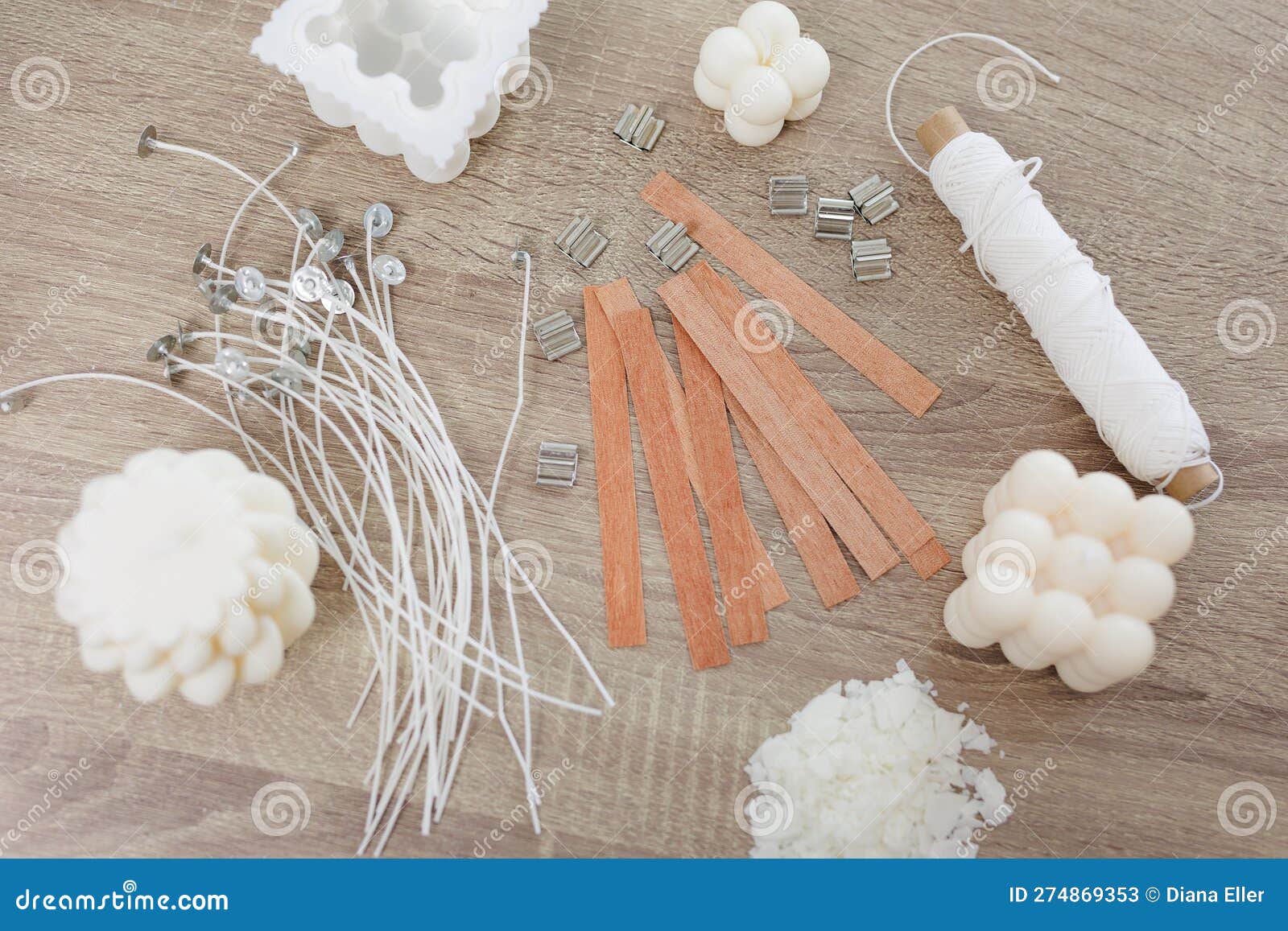 Different Wicks for Candles Making at the Table Stock Image - Image of ...