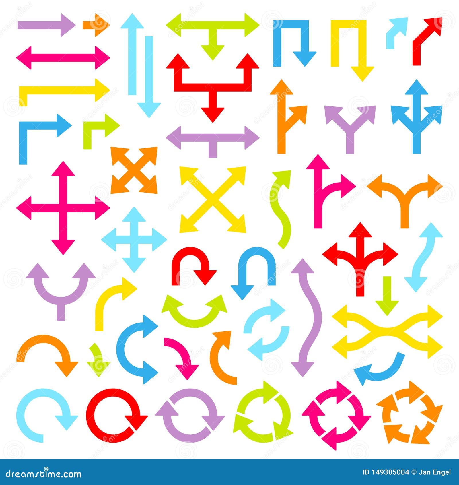 Different Wide Arrows Seven Different Colors Stock Vector ...