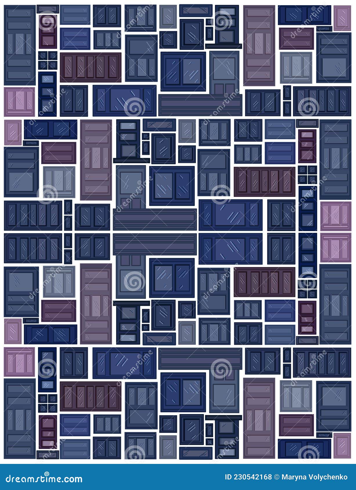 Different Windows Pattern, Set of Windows , Background of Blue Windows ...