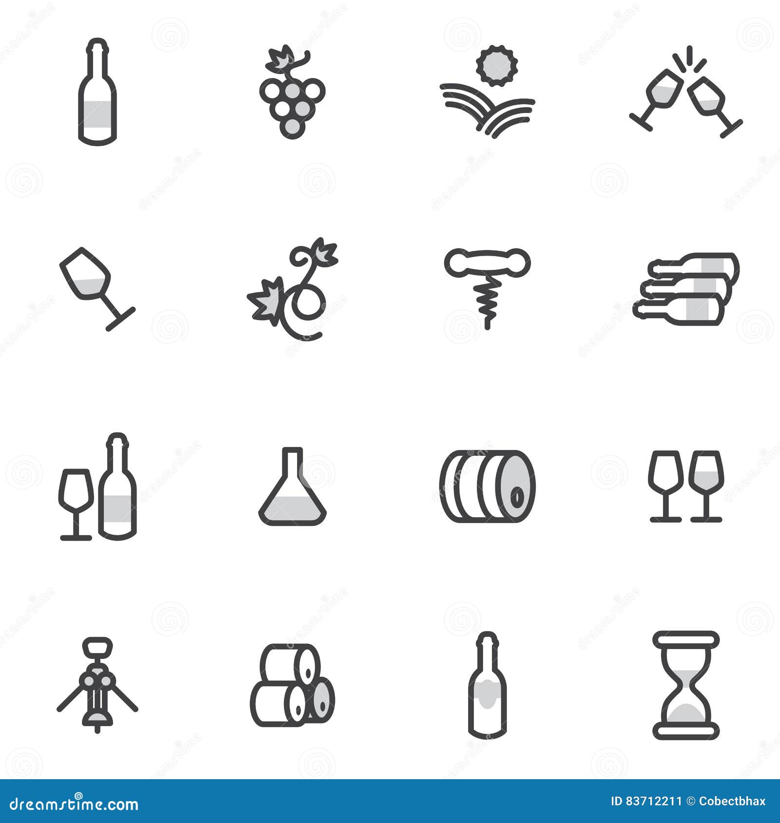 Different Wine and Vineyard Design Elements Made in Modern Line Style ...