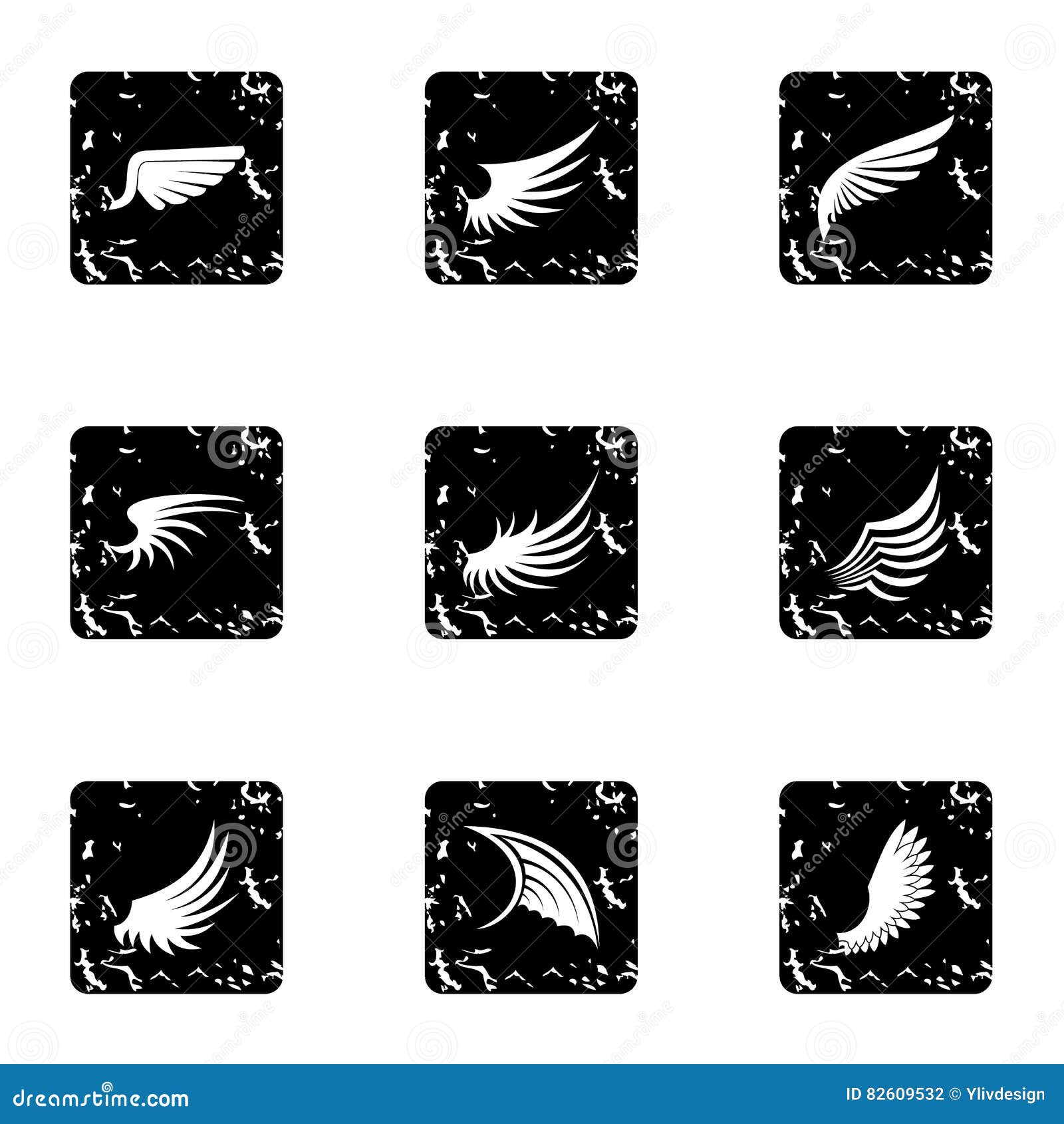 Different Wings Icons Set, Cartoon Style Vector Illustration ...