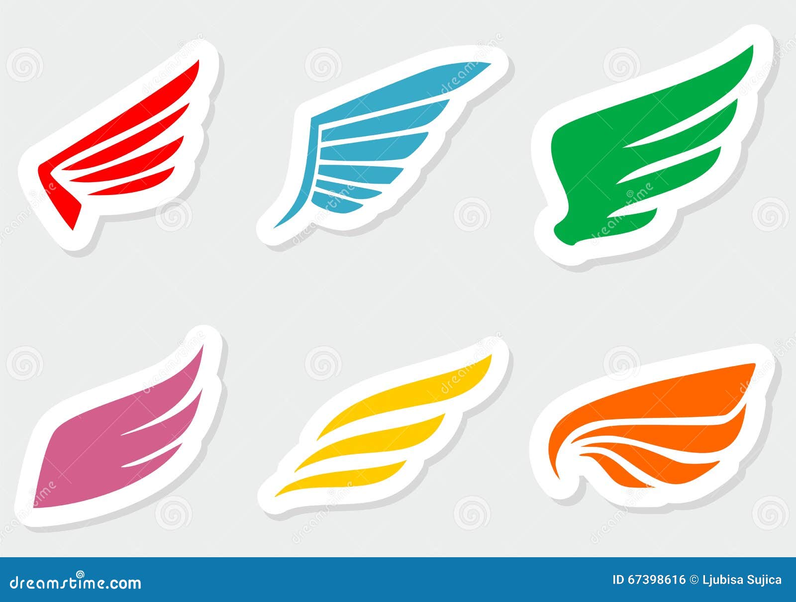 Different Wings Stickers Color Stock Vector - Illustration of peacock ...