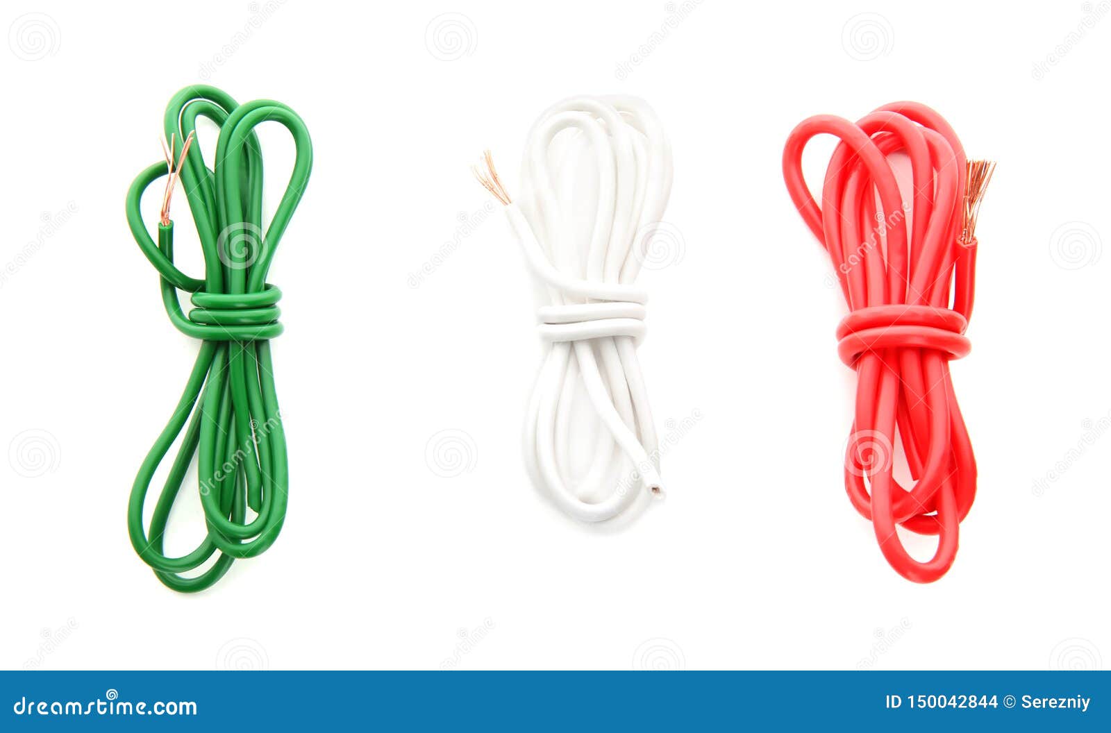 Different Wires on White Background, Top View. Electrical Repair Stock ...