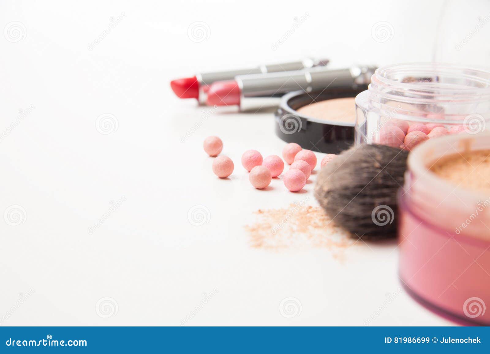 Different Woman Beauty Cosmetics. Isolated Stock Image - Image of ...