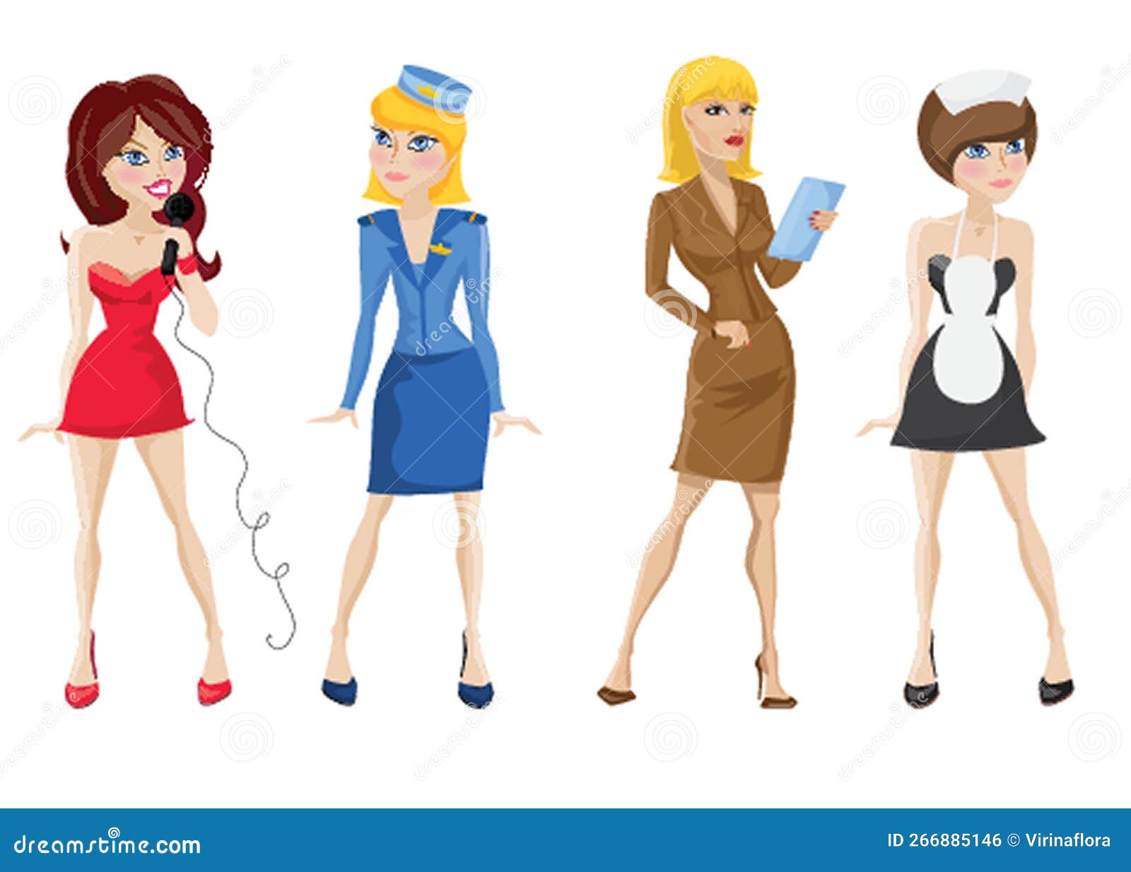 Different Woman Professions Set Vector Illustration in Cartoon Design ...