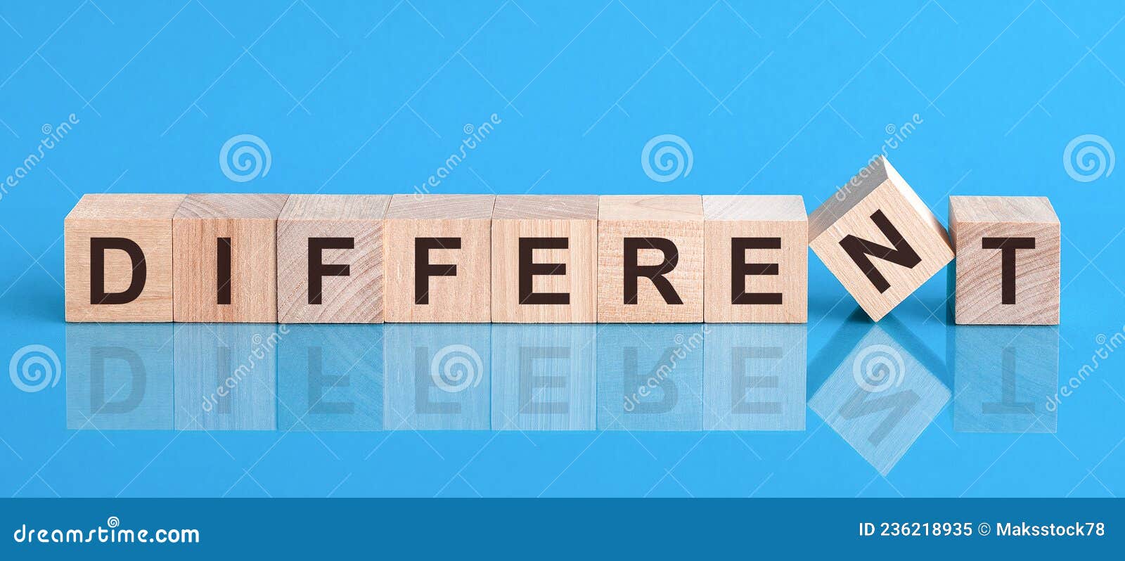Different Word From Wooden Blocks With Letters, Front View On Blue ...