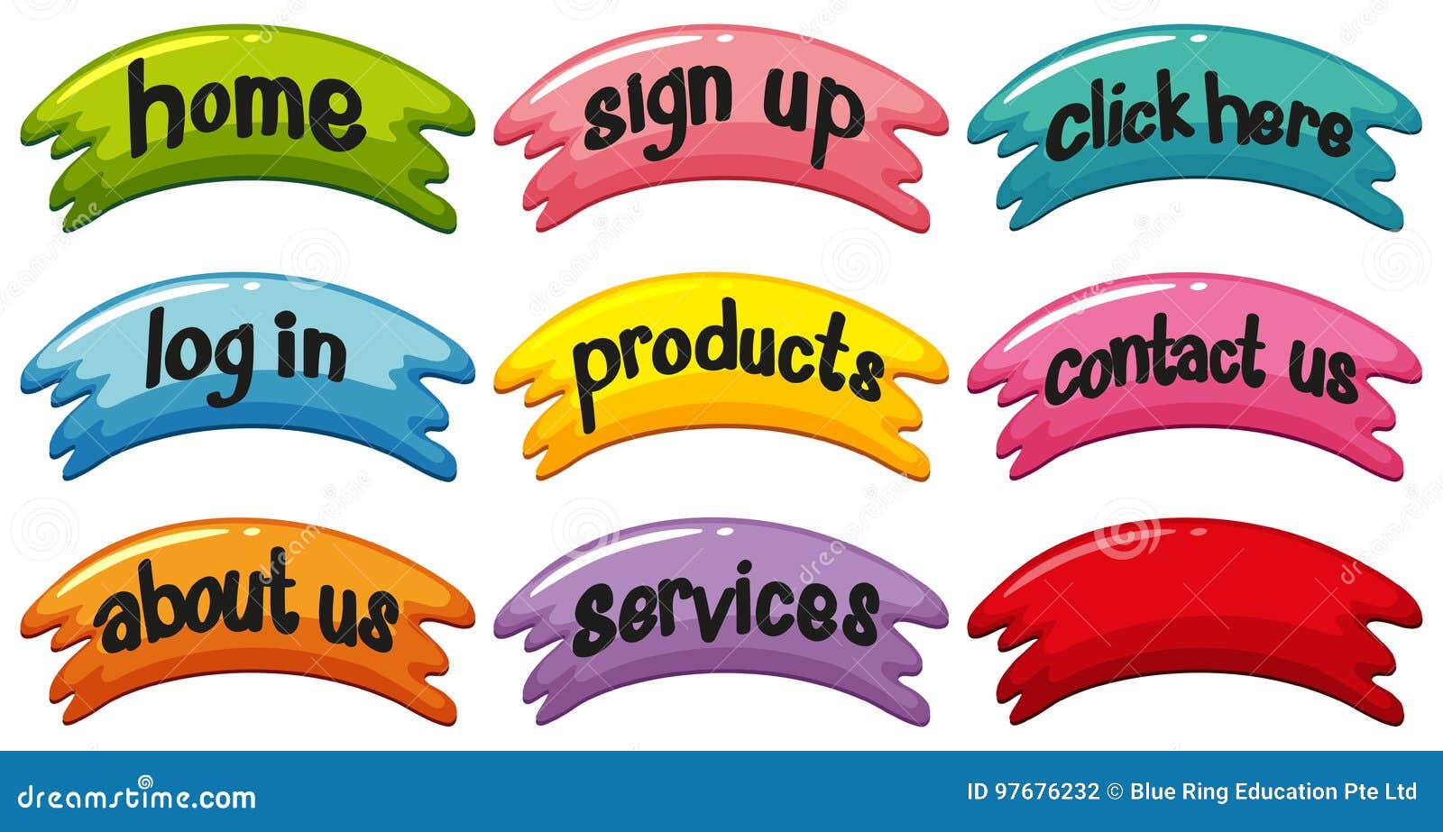 Different words on buttons stock vector. Illustration of clipart - 97676232