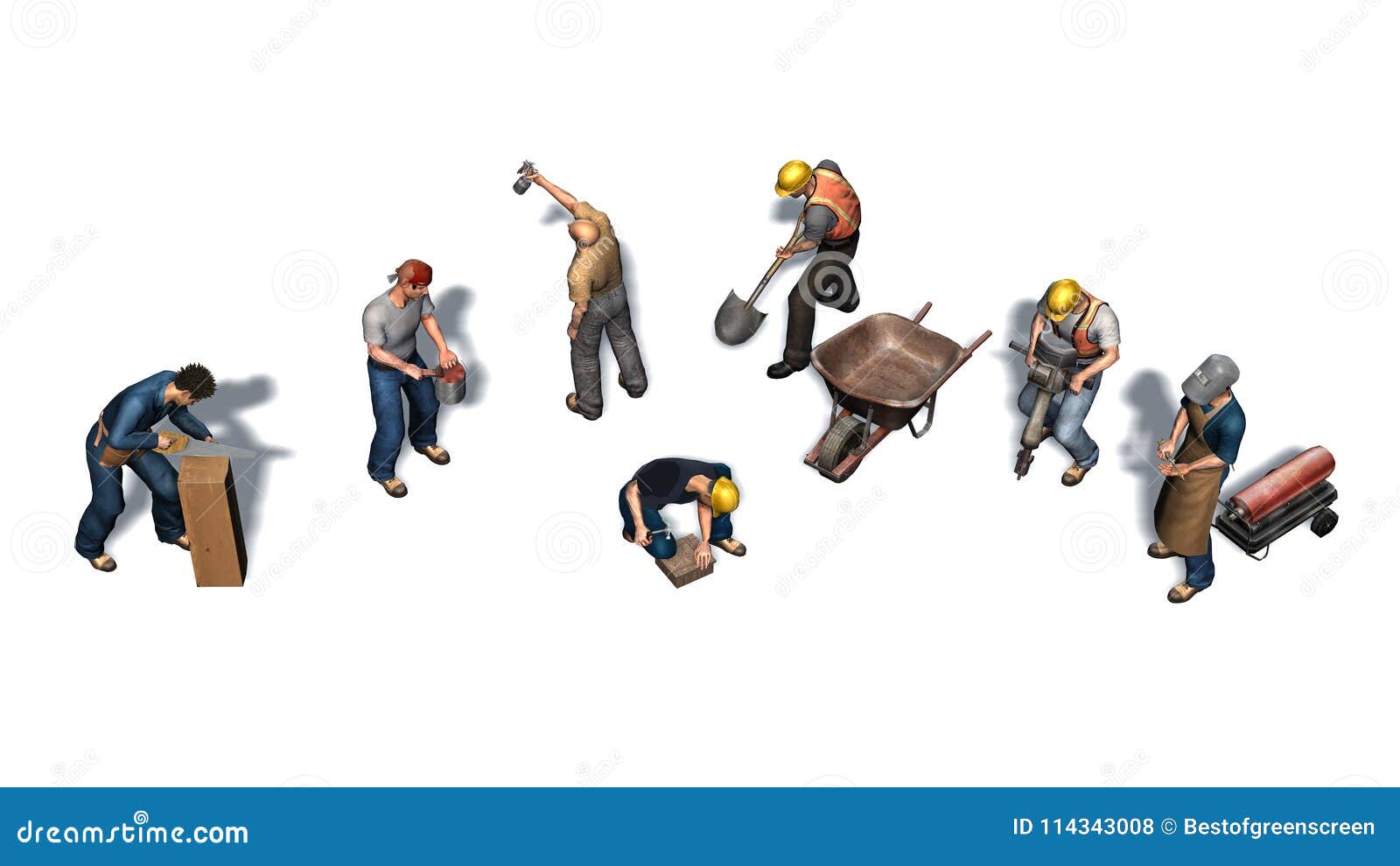 Different Workers with Their Tools - Isolated on White Background Stock ...