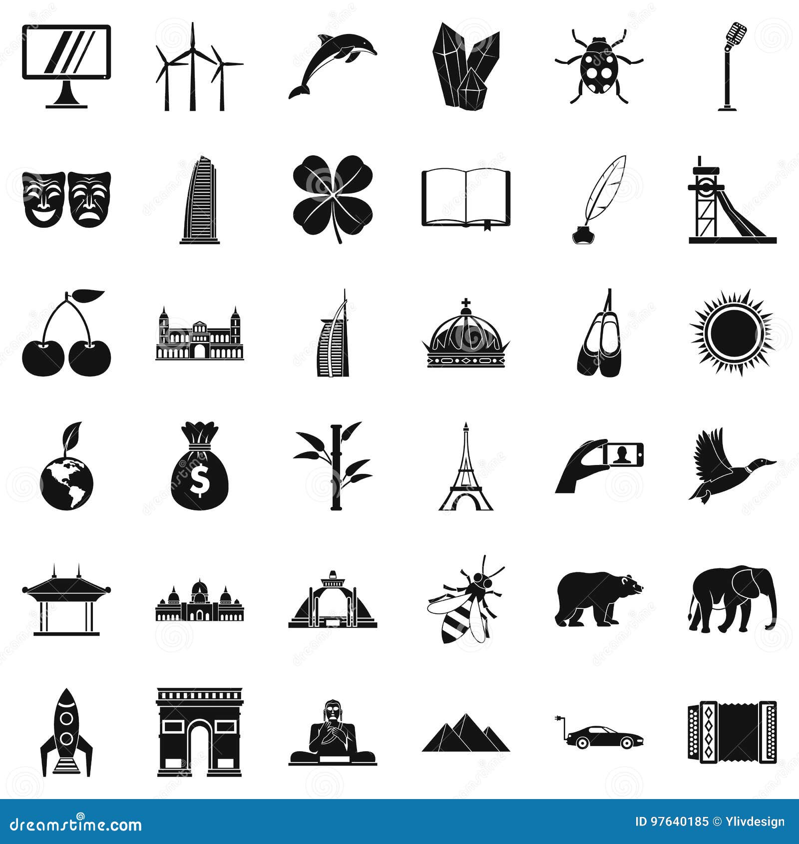 Different World Icons Set, Simple Style Stock Vector - Illustration of ...