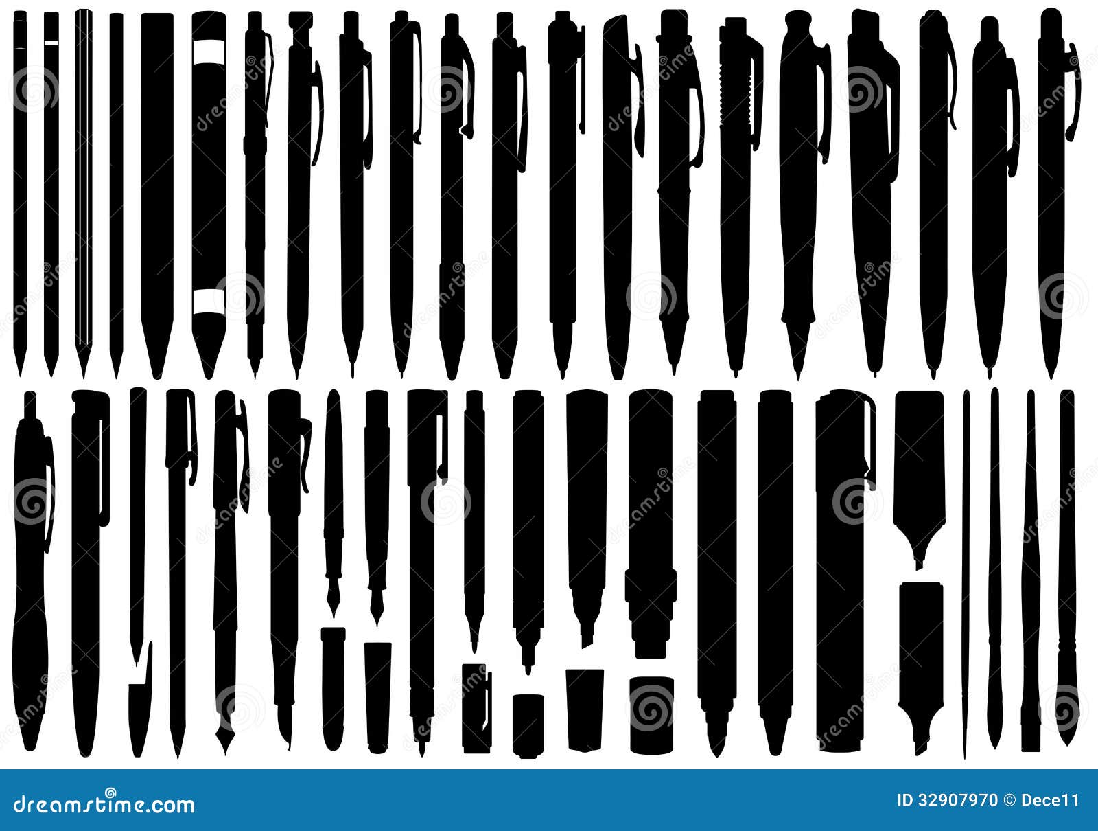 Different Writing Instruments Stock Vector - Illustration of pencil ...