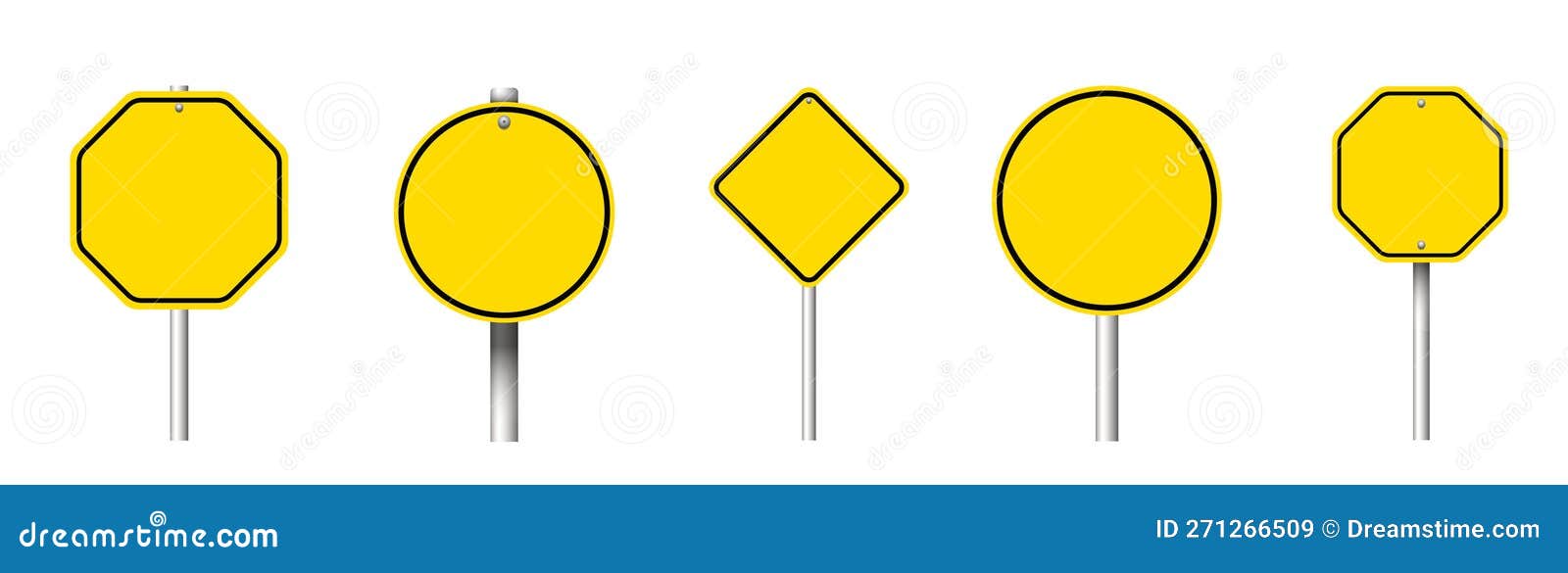 Different Yellow Blank Road Signs on White Background, Collage Design ...