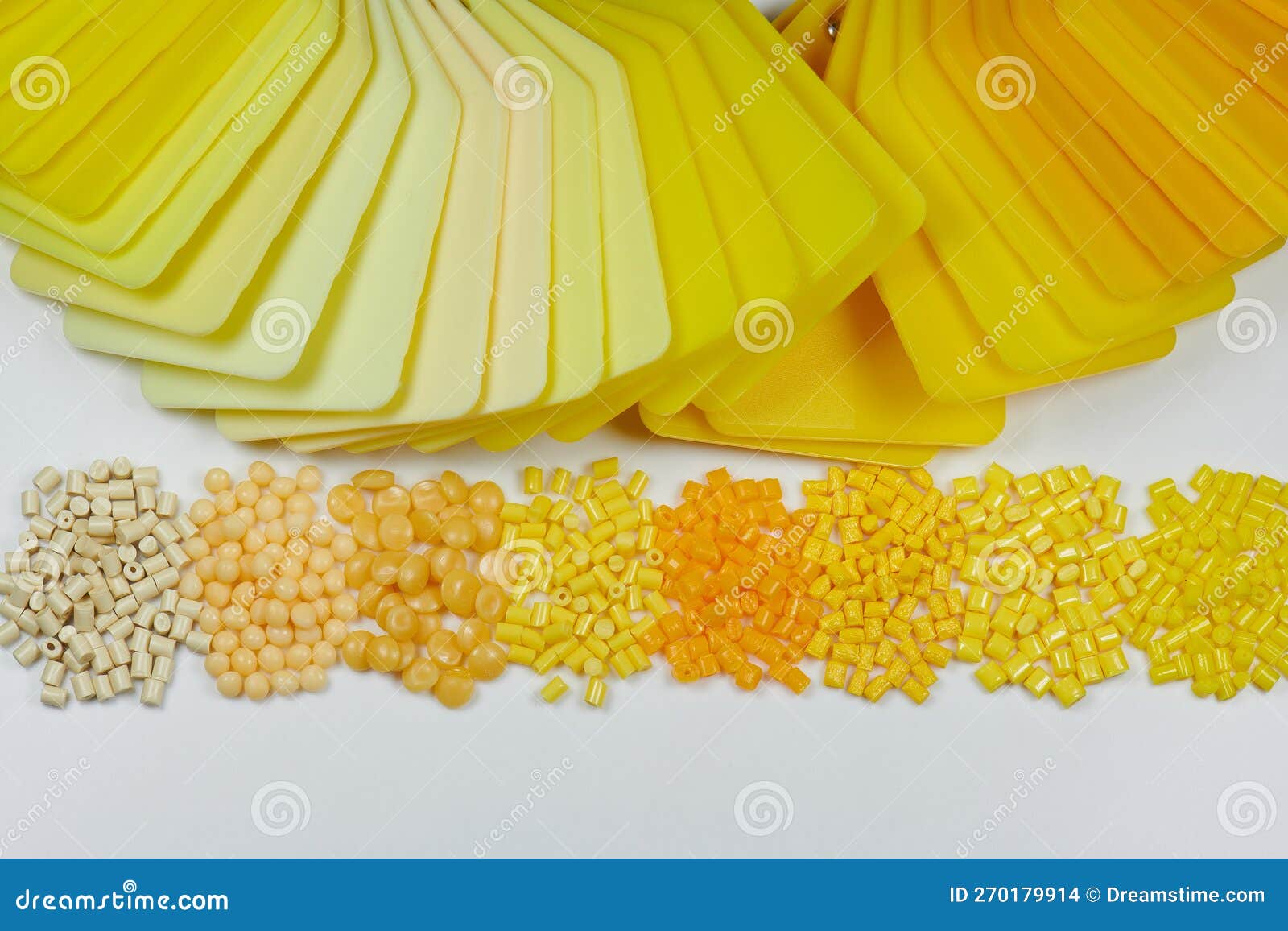 Different Yellow Plastic Polymer Resin Granulates with Samples in ...