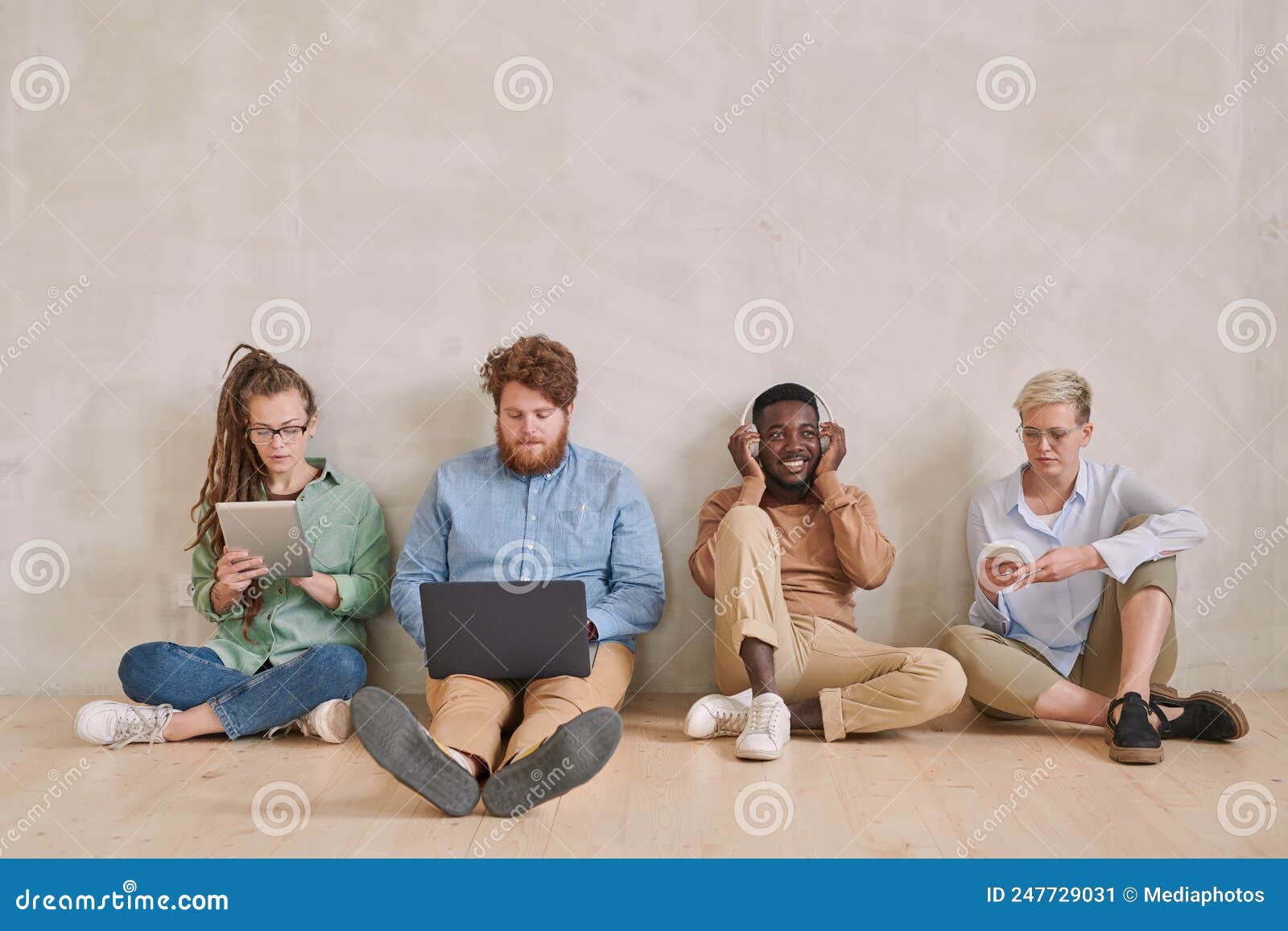 Different Young People Using Modern Devices Stock Image - Image of ...