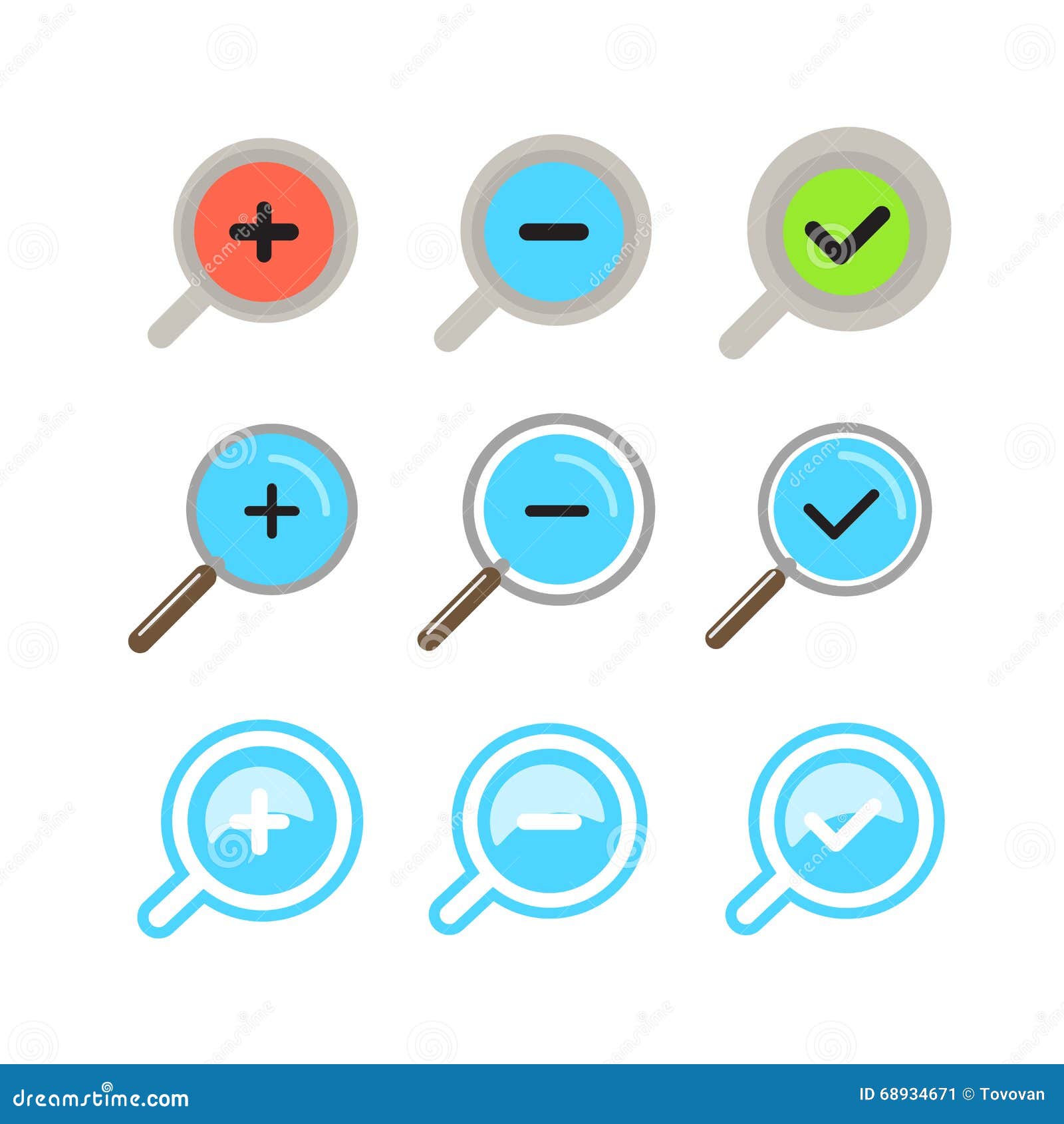 Different Zoom Color Icons Set Stock Vector - Illustration of icon ...