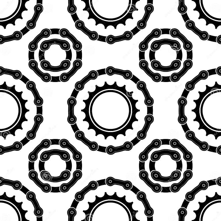 Differente Bicicle Chain Frames Seamless Pattern Isolated on White Background Stock Vector ...