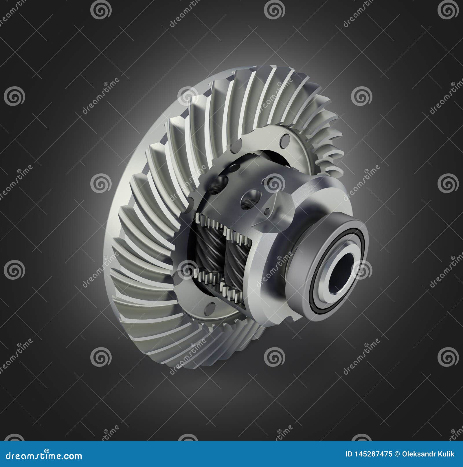 The Differential Gear on Black Gradient Background 3d Illustration ...