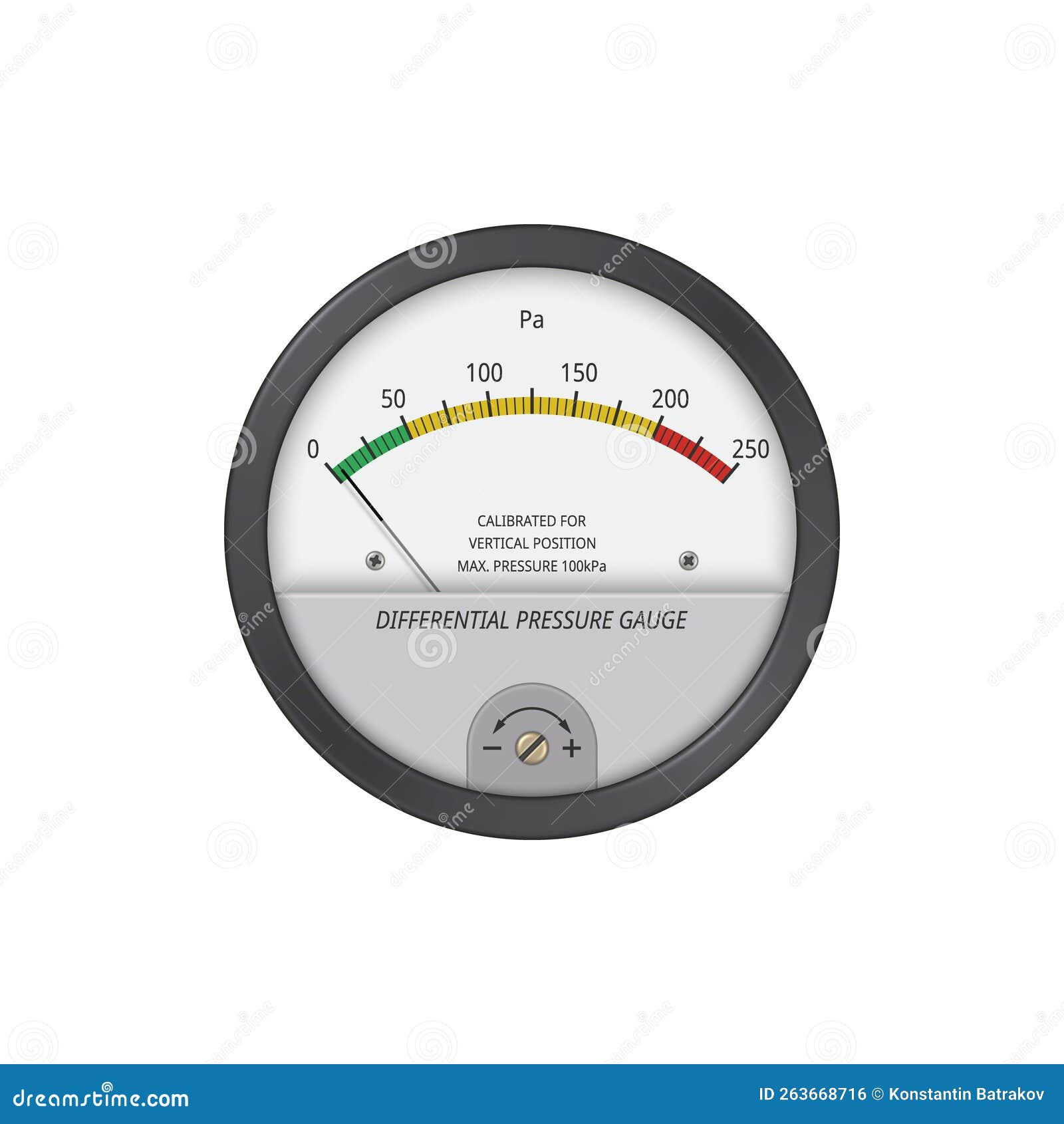 Differential Pressure Gauge With Color Scale. Vector Illustration ...