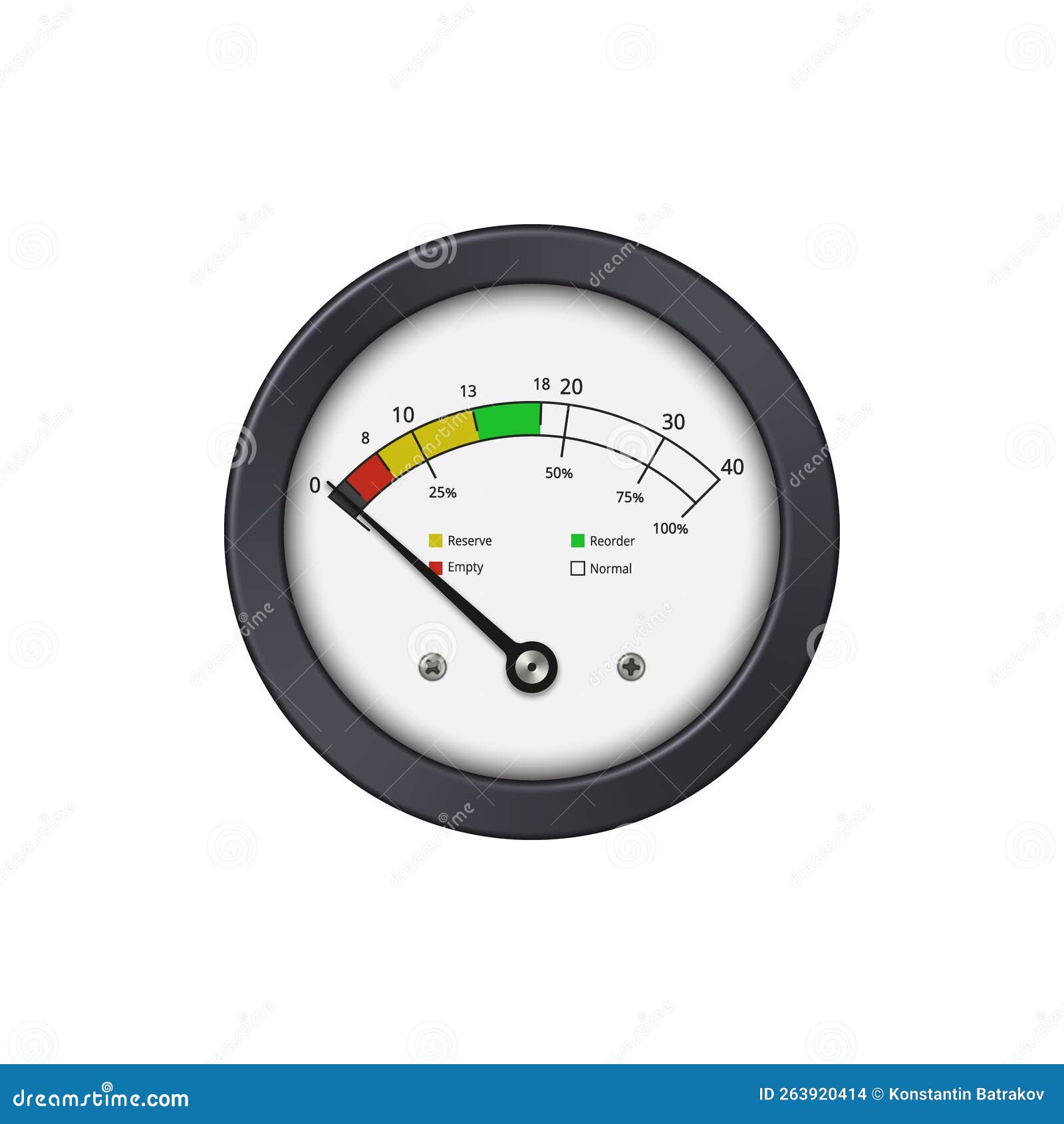 Differential Pressure Gauge With Color Scale. Vector Illustration ...