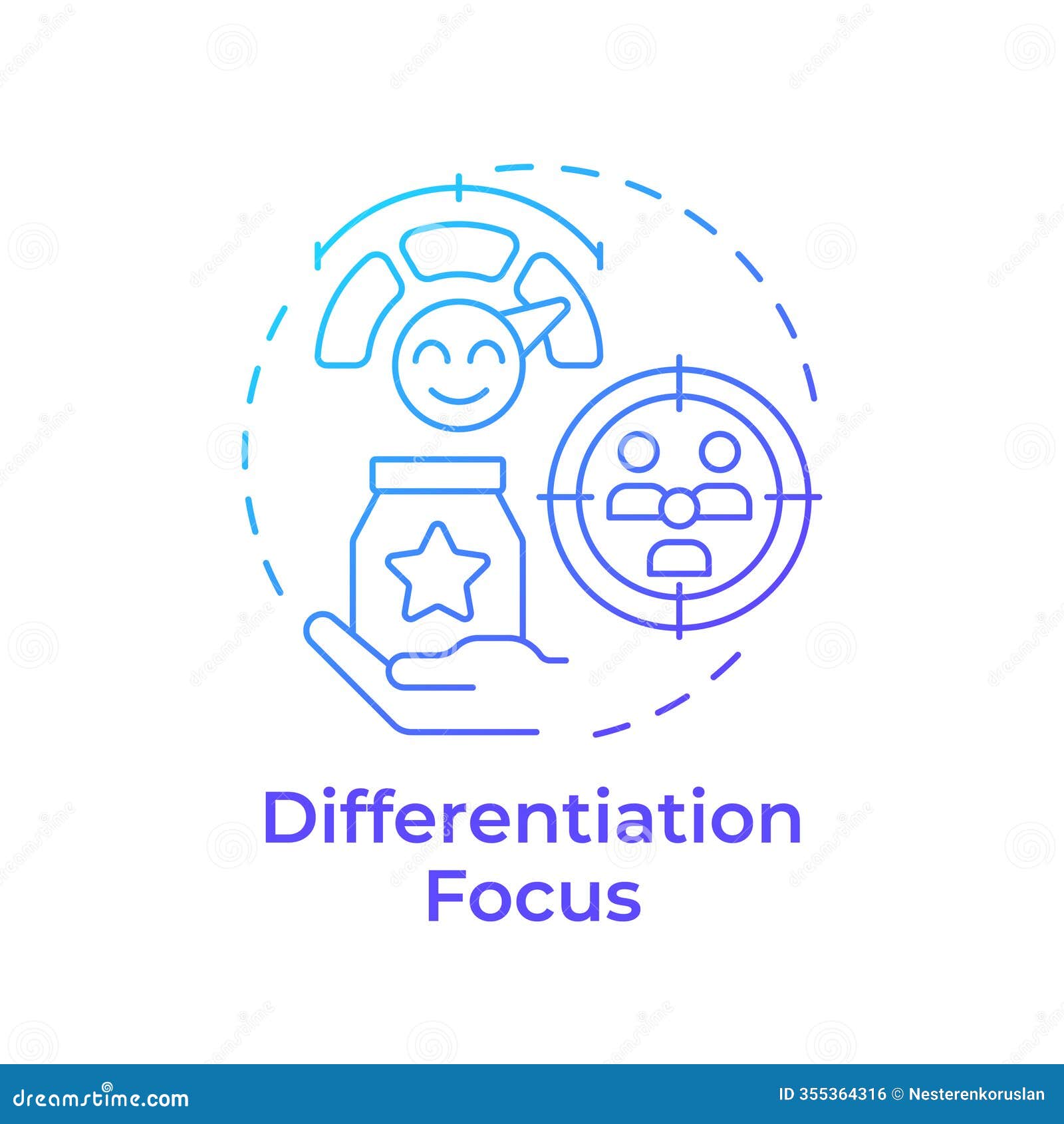 Differentiation Focus Blue Gradient Concept Icon Stock Vector ...