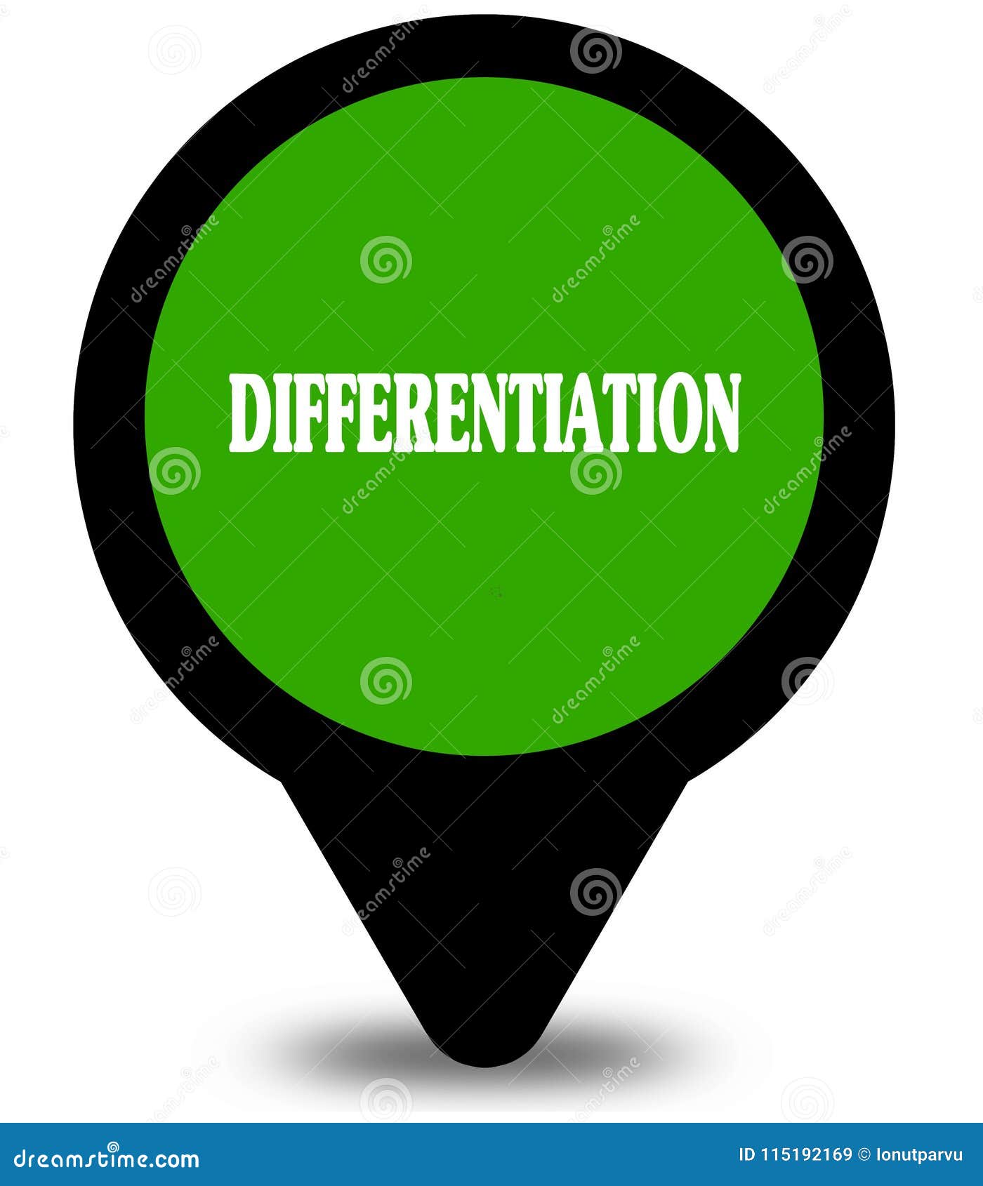 DIFFERENTIATION on Green Location Pointer Graphic Stock Illustration ...